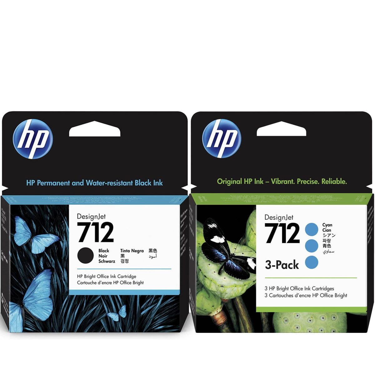 HP 712 80ml Black and 3 Pack 29ml Cyan DesignJet Original Ink Cartridge ...