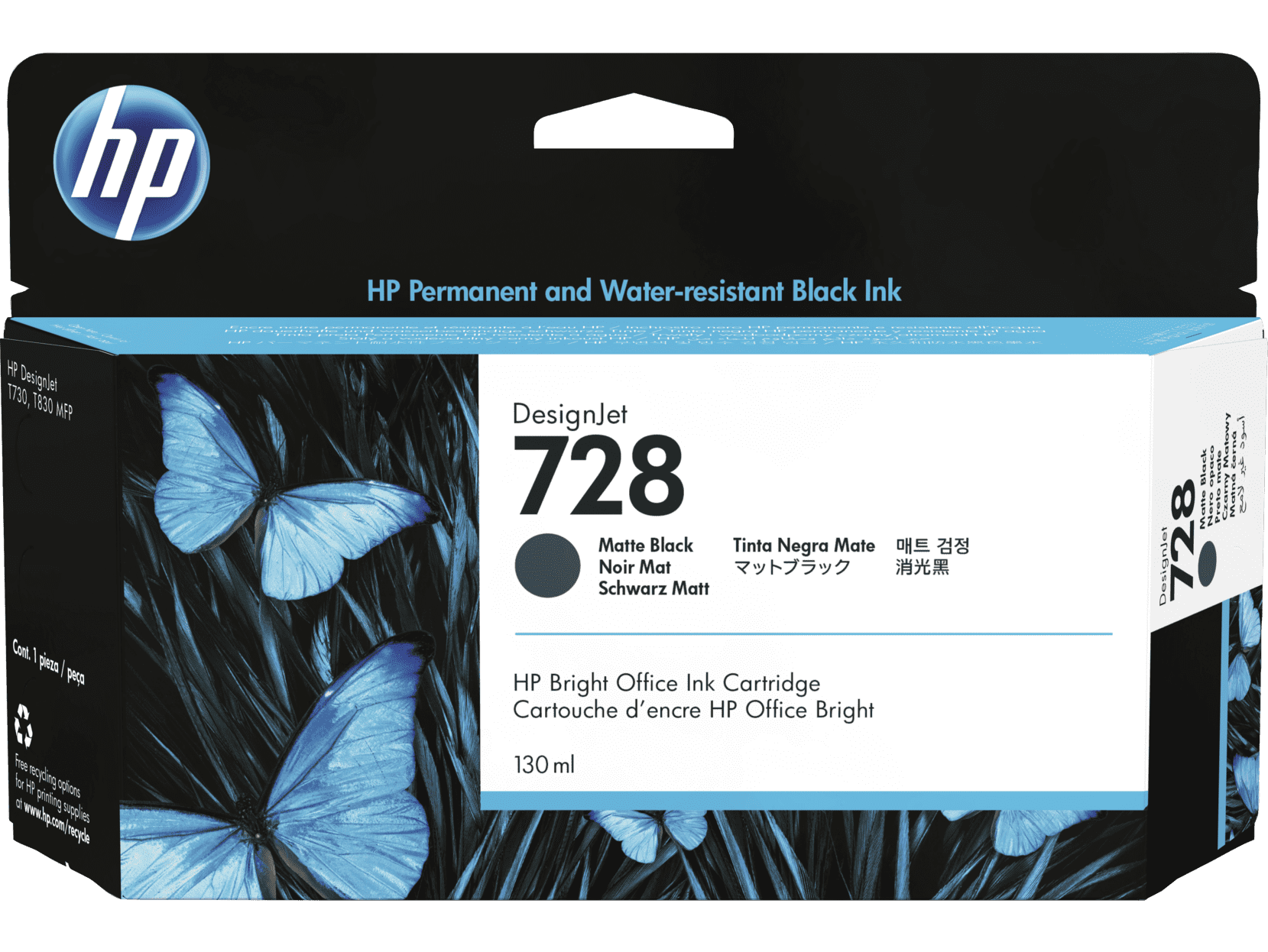 HP 728 DesignJet Ink Cartridge, 130-ml Matte Black, Compatible with ...