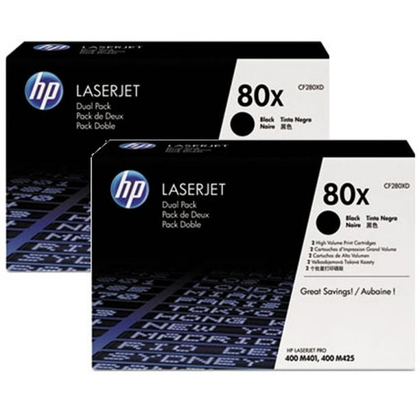 HP 80X (CF280X) Black High Yield Original Toner Cartridge 2 Pack ...