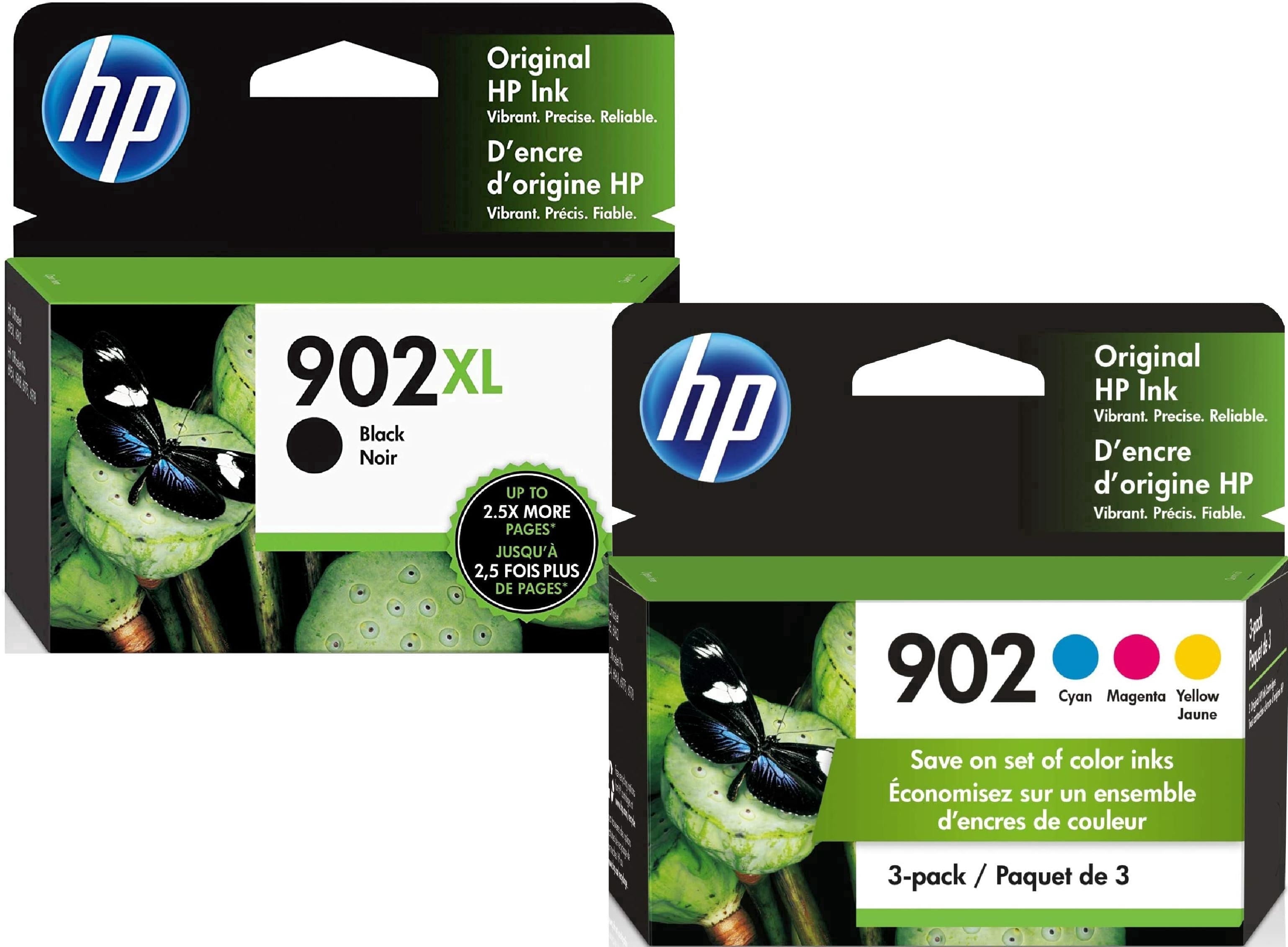 HP 902XL High-Yield and 902 Color Ink Cartridges T0A39AN 4-Pack ...