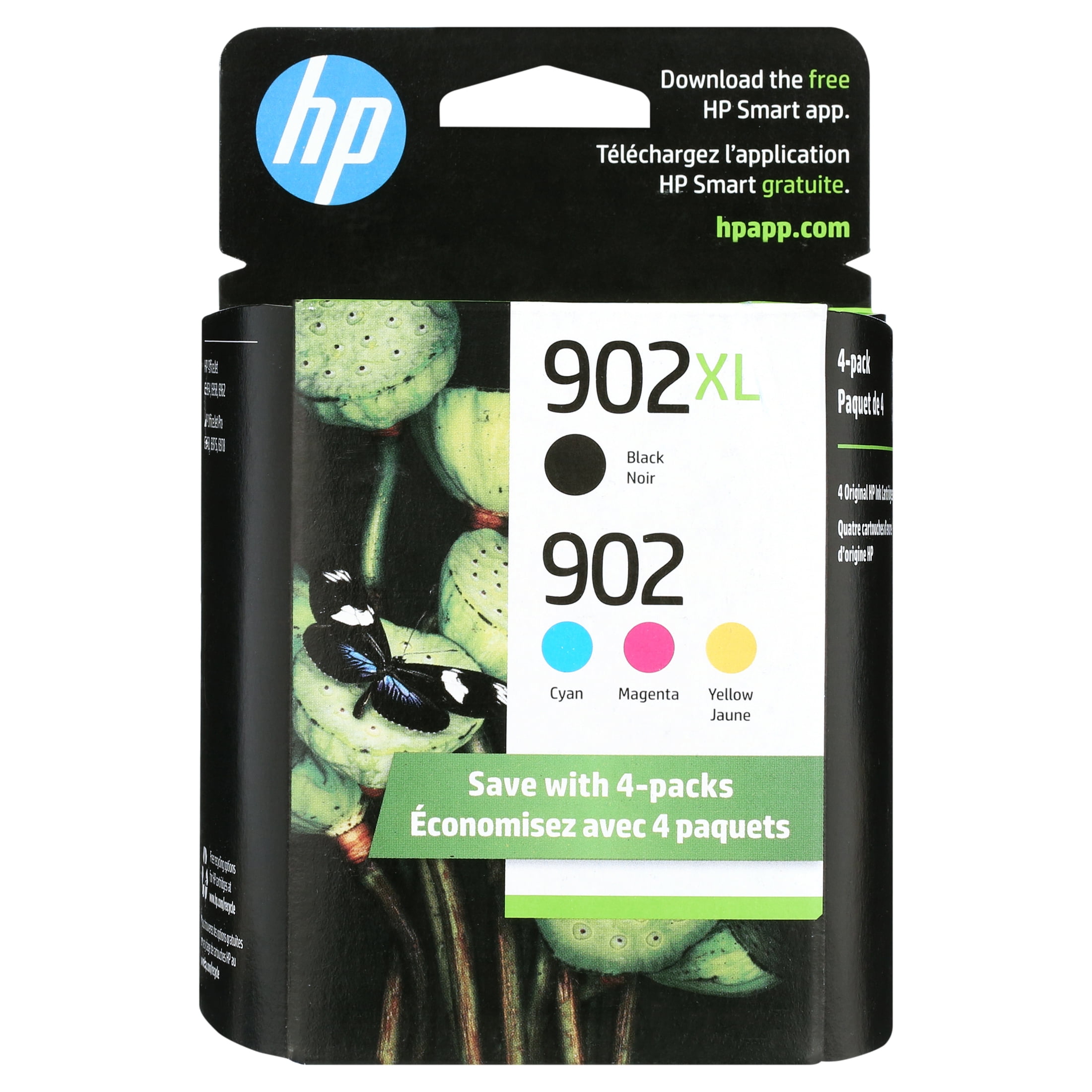 HP 902XL High-Yield and 902 Multicolor Prints 4-Pack Original Ink ...
