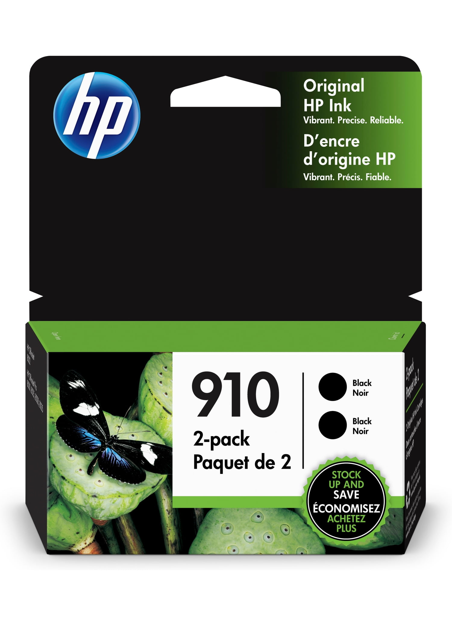 HP 910 Original Black Ink Cartridges 2-Pack, ~300 pages each ...