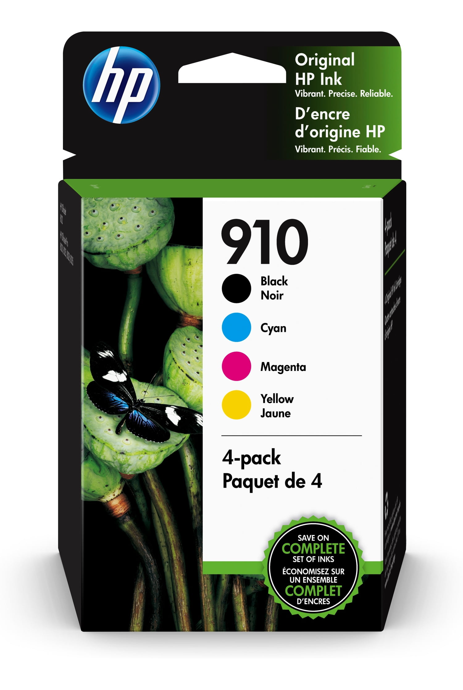 HP 910 4-pack Black/Cyan/Magenta/Yellow Original Ink Cartridges ...