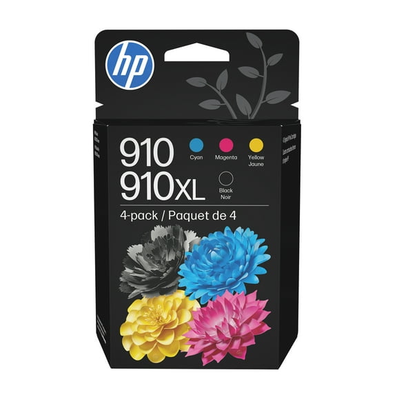 HP 910, 910XL Ink Cartridges 4-Pack, Black High Yield Cyan Magenta ...
