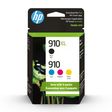 HP 910, 910XL Ink Cartridges 4-Pack, Black High Yield Cyan Magenta ...