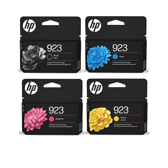 HP 923 Black Cyan Yellow Magenta Original Ink Cartridges 6C3Y6LN 4-Pack ...