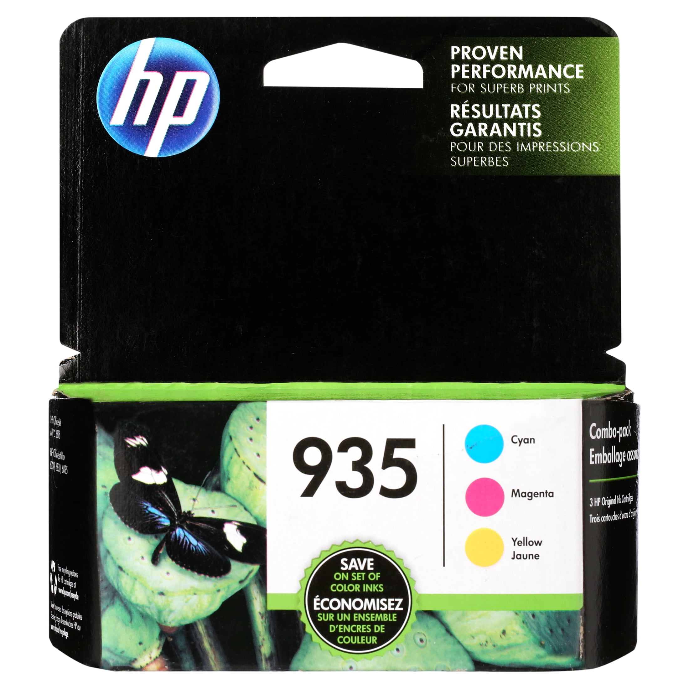 HP, 3-pack Ink Cartridges, 935 Cyan Magenta Yellow, 400 pages each ...