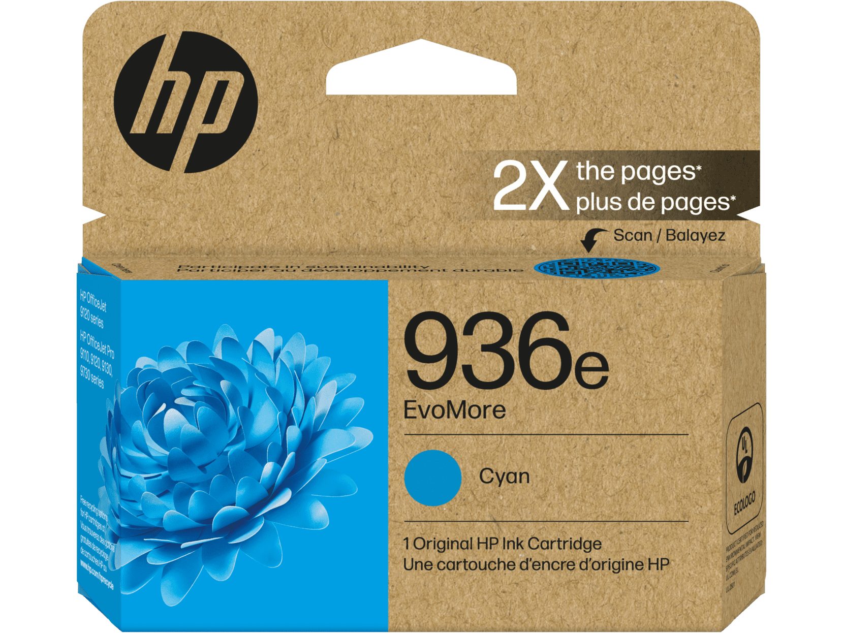 HP 936e EvoMore Original Ink Cartridge, Cyan, High-Yield, 1,650 pages ...