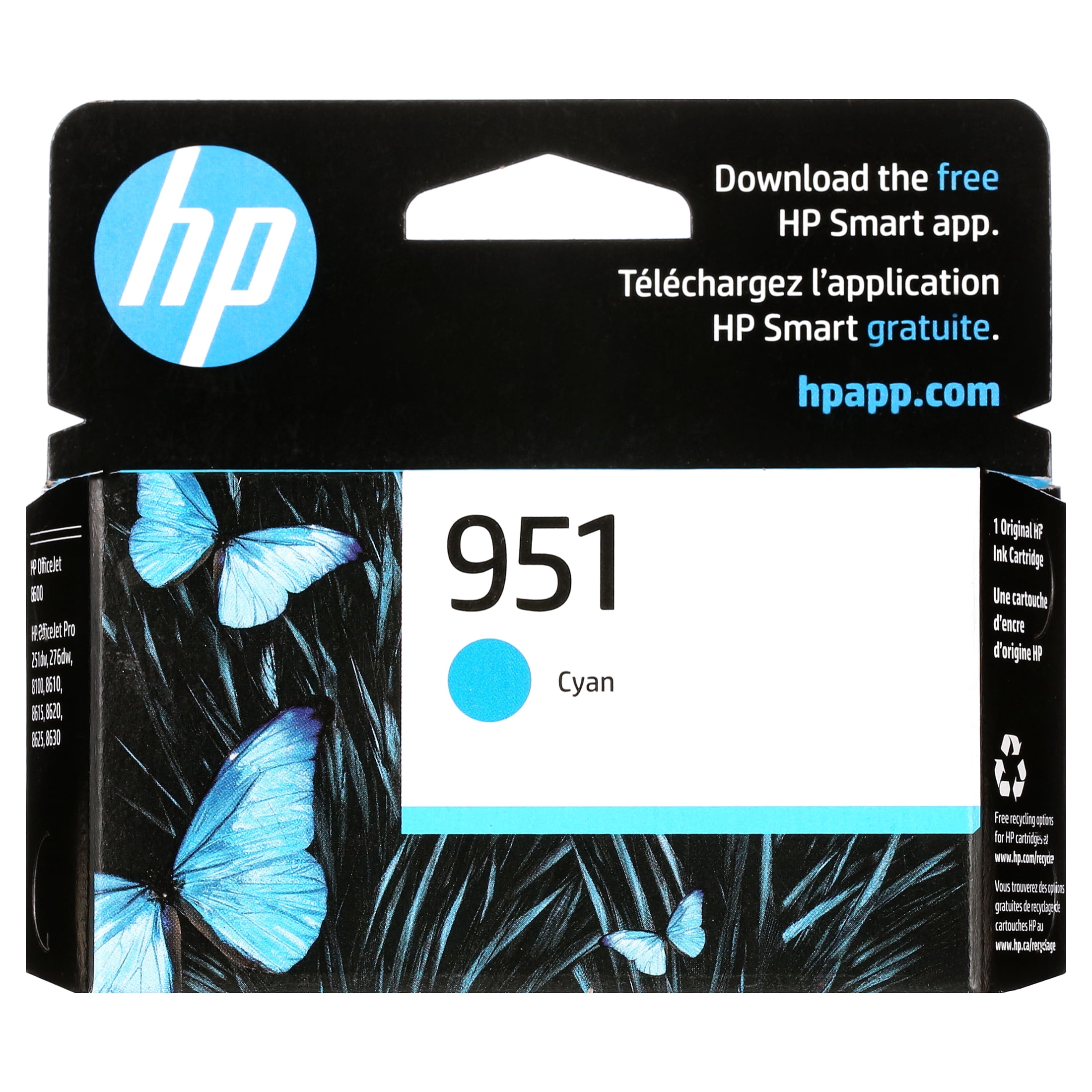 HP 951 Cyan Original Ink Cartridge, ~700 pages, CN050AN#140, Eco ...