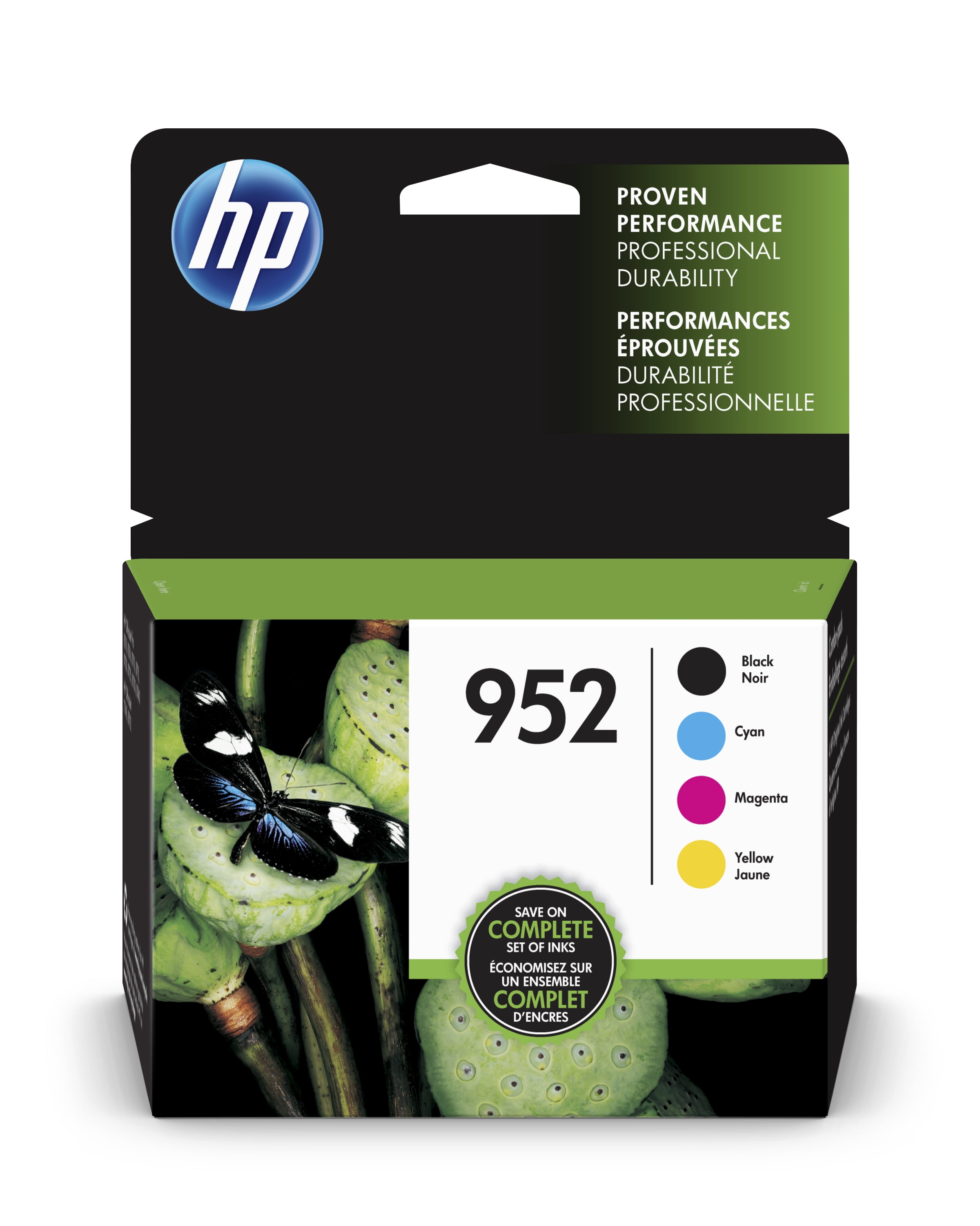HP 952 Original Ink Cartridges 4-Pack in Black, Cyan, Magenta, Yellow, 900 Pages Yield, Eco ...