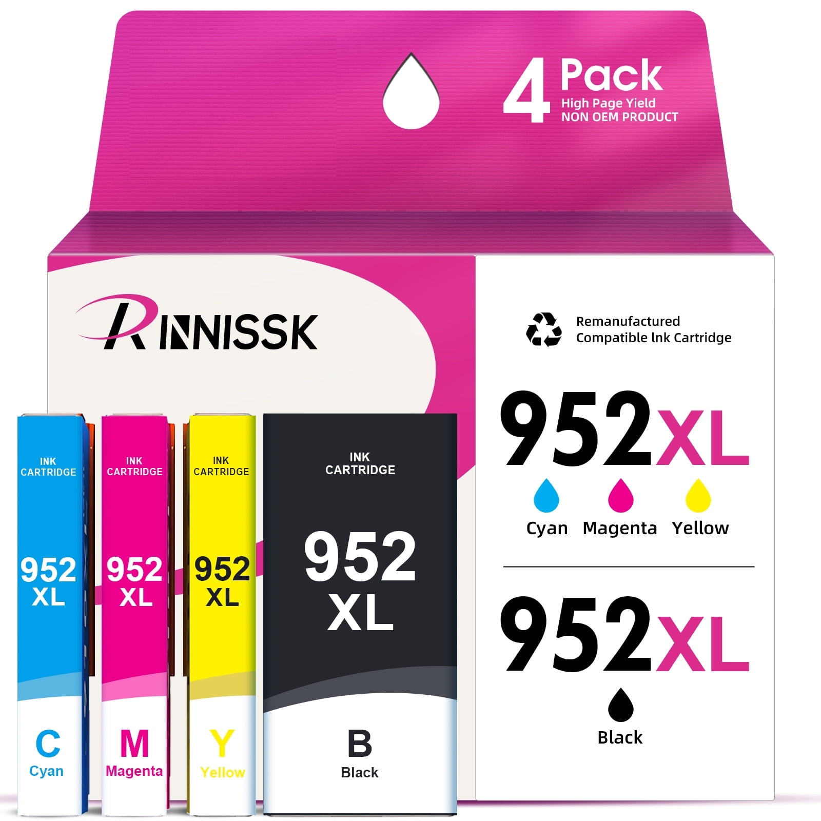 952XL 952 Ink Cartridges for Ink 952 for HP 952 Black Cyan Magenta ...