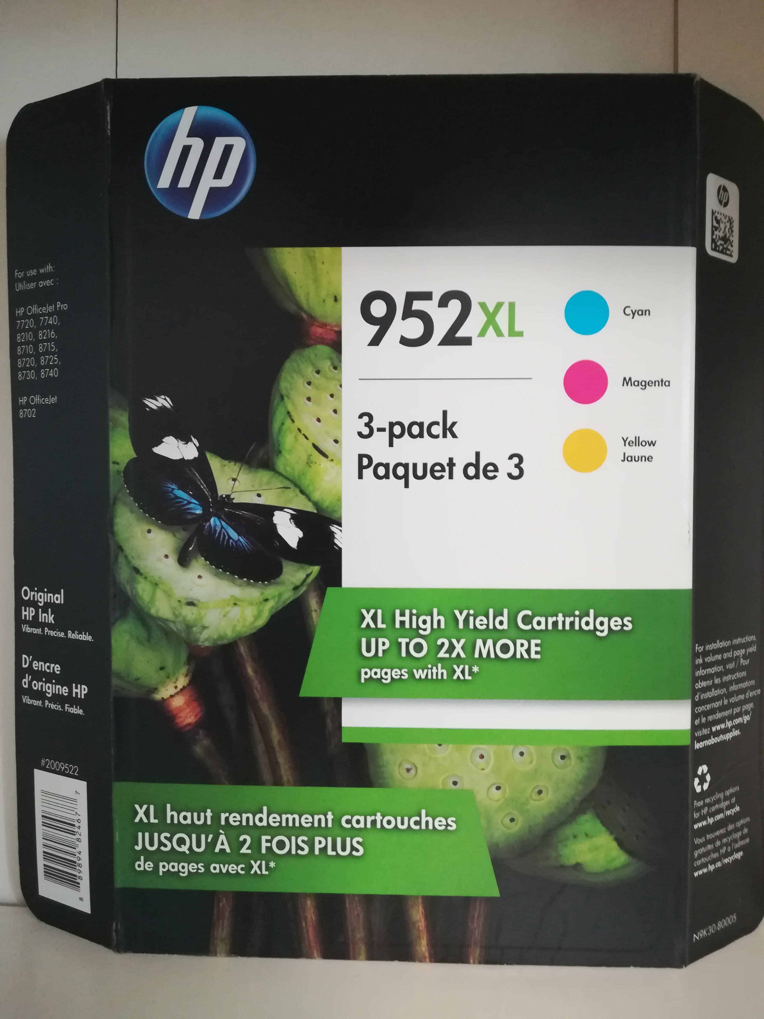 HP 952XL High Yield Color Ink Cartridges - Cyan, Magenta, Yellow, Compatible with OfficeJet Pro ...