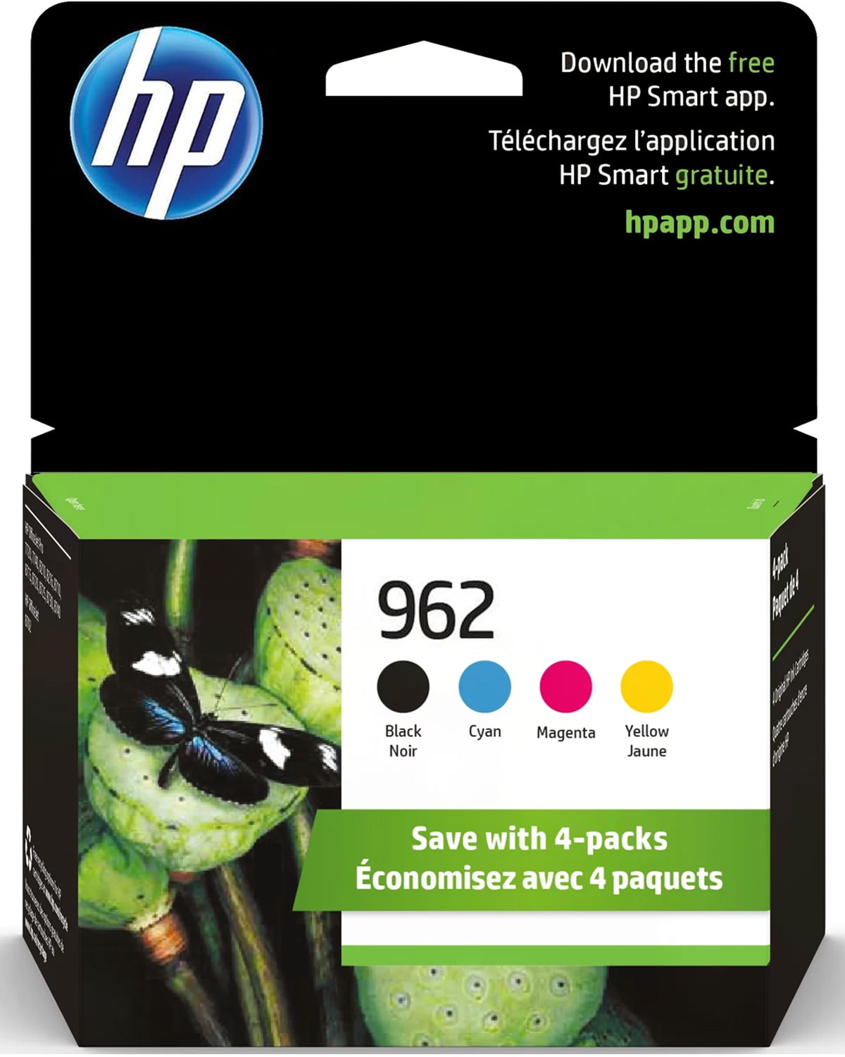 HP 962 Ink Cartridges - Black, Cyan, Magenta, Yellow, 4 Pack - Walmart.com