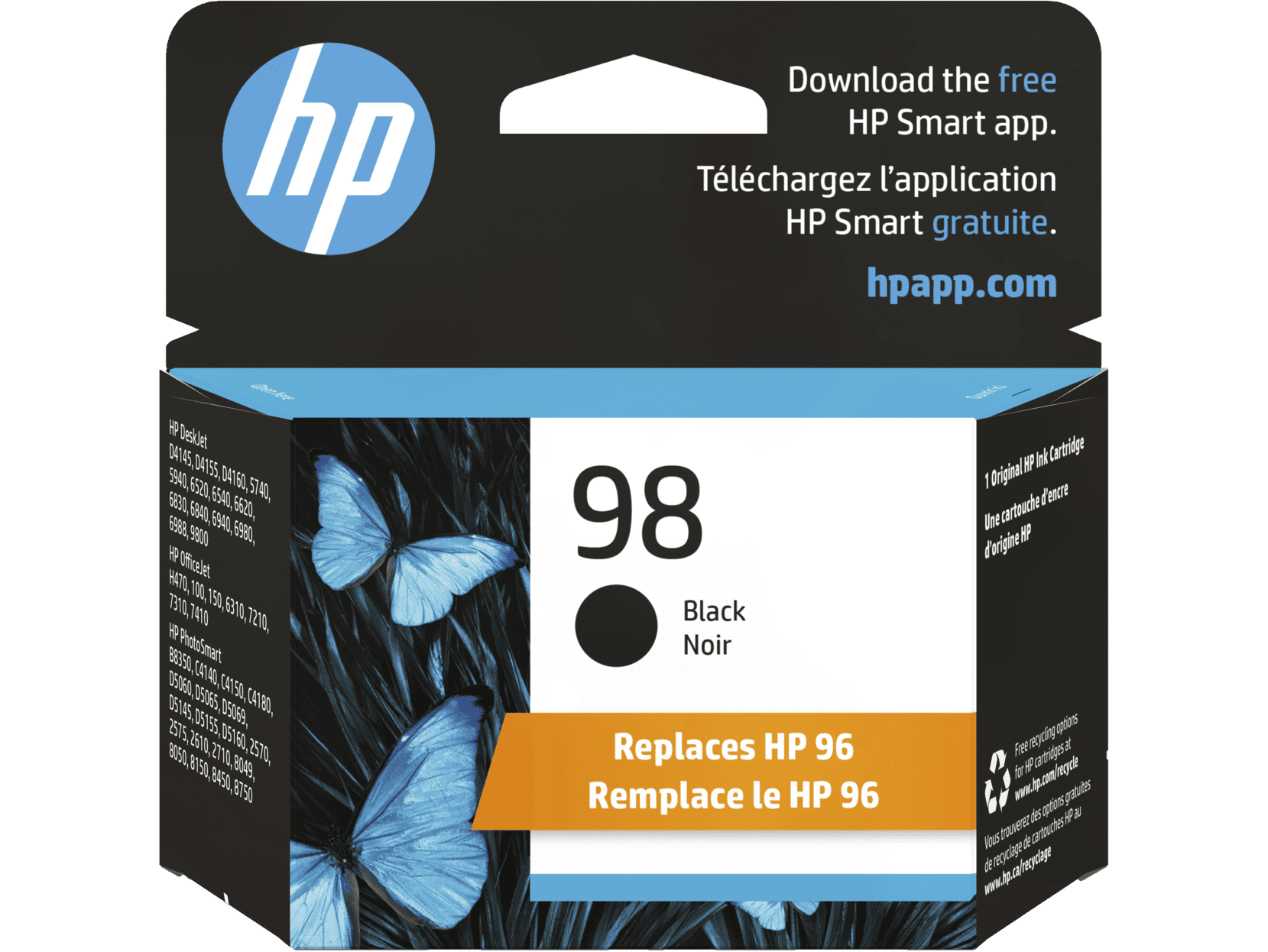 HP 98 Black Ink Cartridge, Original, 420 Pages, High-Quality, C9364WN ...