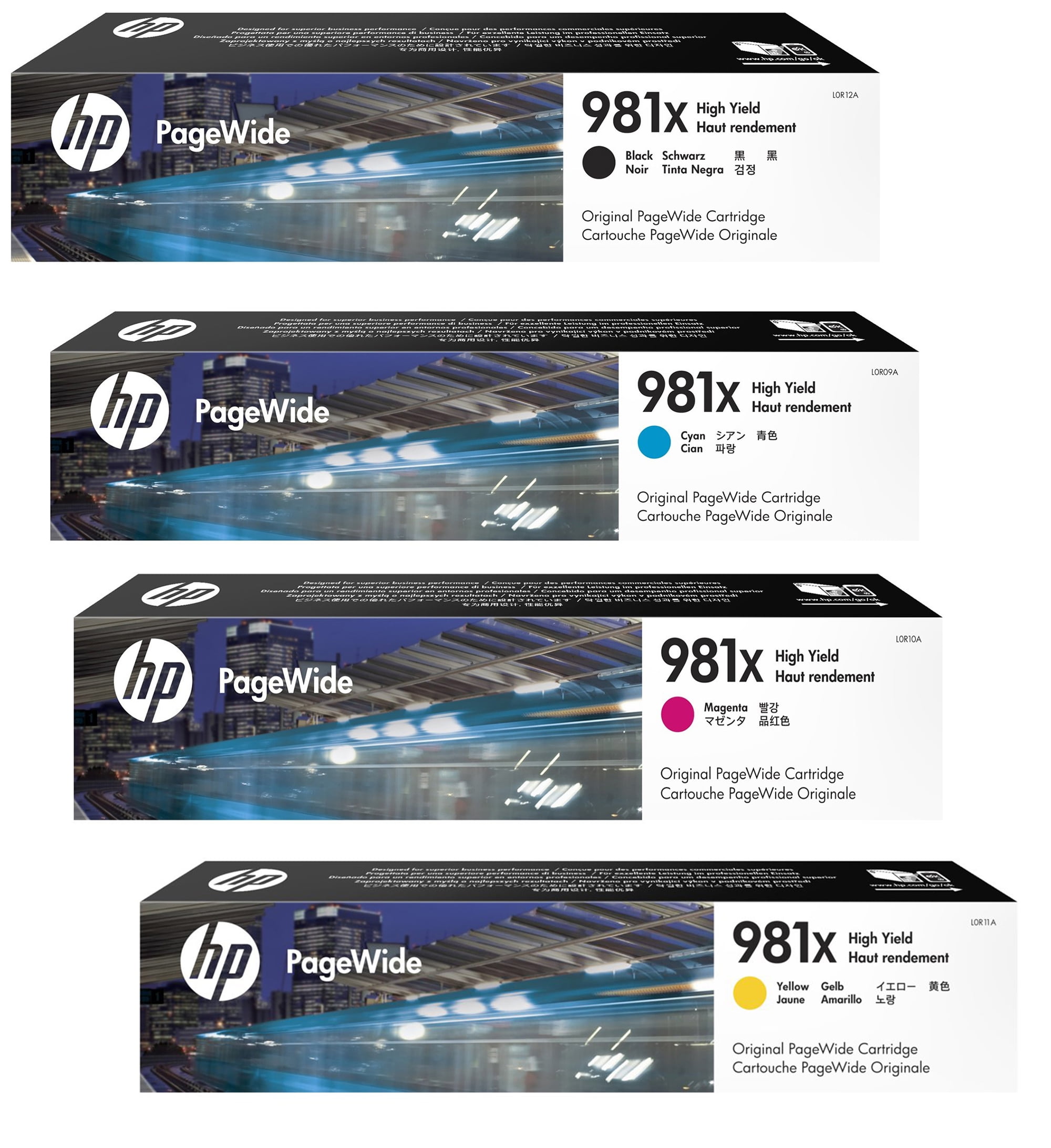 HP 981X Original PageWide Cartridge 4-Color Set,HP L0R12A, L0R09A ...