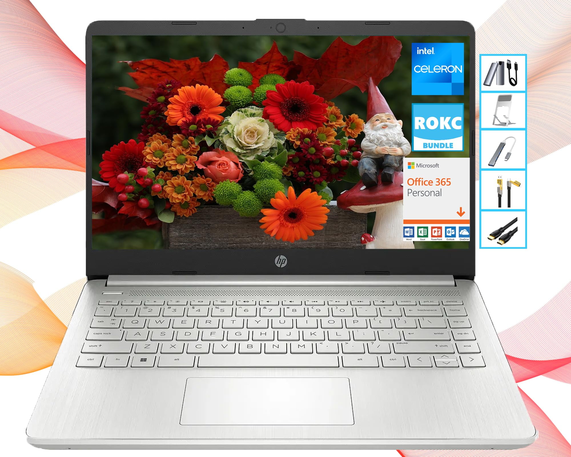 HP AI-Powered 14" HD Laptop with Microsoft Office and 1TB Cloud Storage ...
