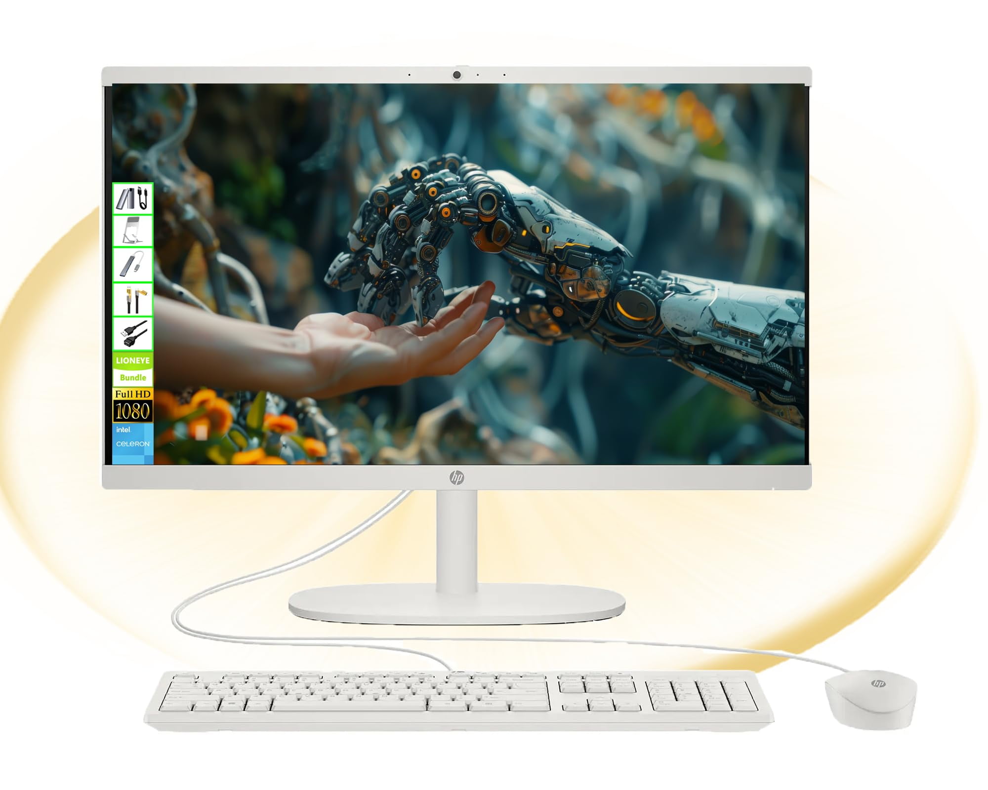 HP AI-Powered AIO Desktop| 21.5" FHD All-in-One Computer|32GB RAM| 2TB SSD & 128GB Portable SSD ...
