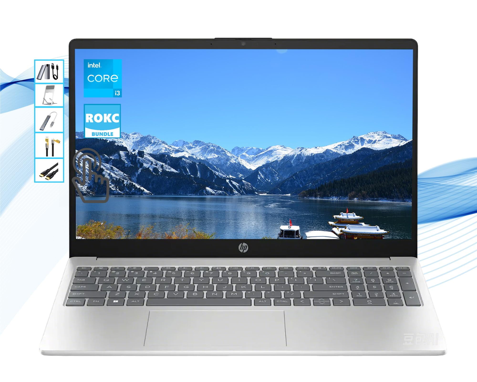 HP AI-Powered Laptop | 15.6" HD Touchscreen with Webcam & Mic Computer ...