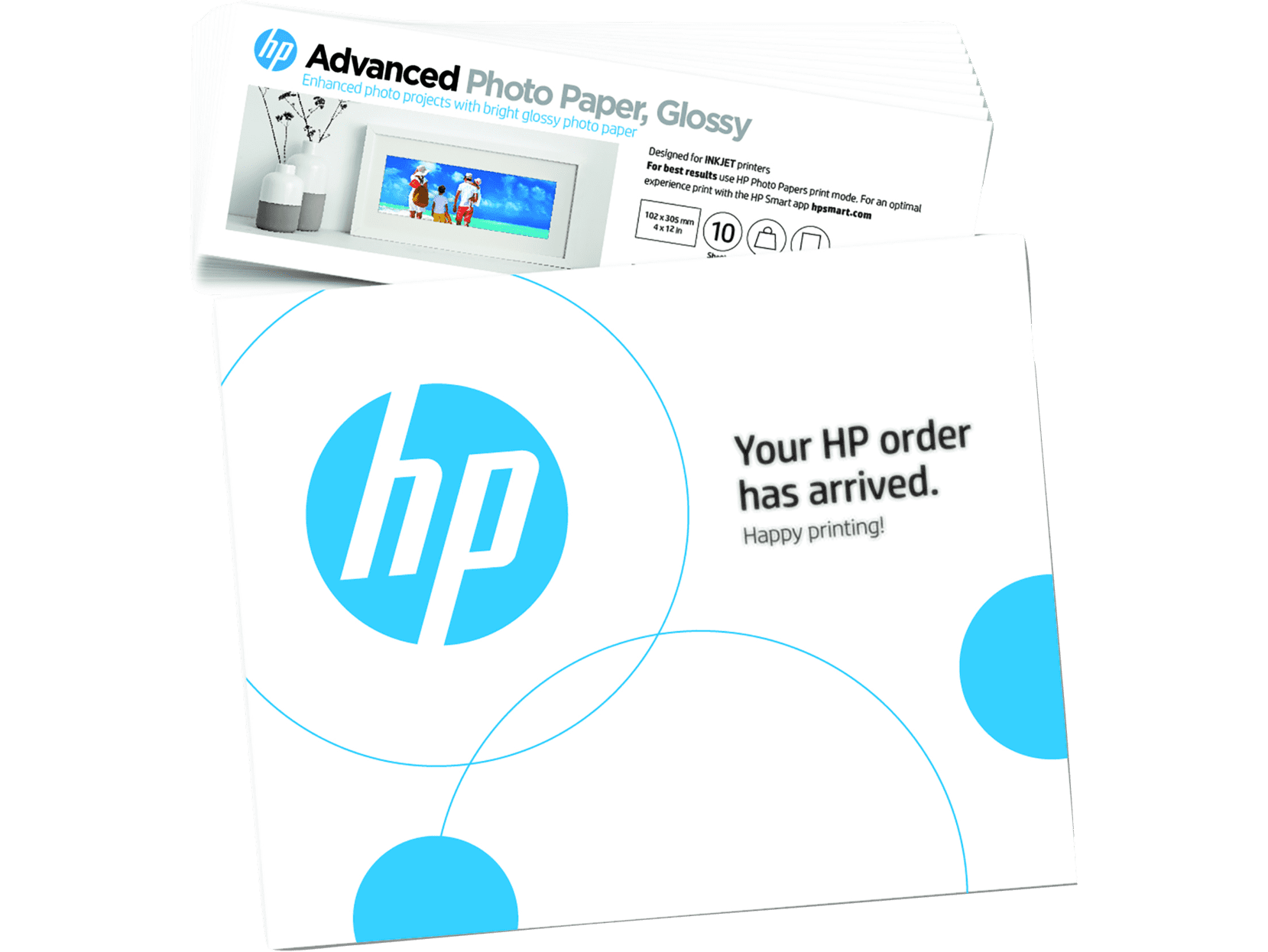 HP Advanced Photo Paper, Glossy, 65 lb, 4 x 12 in. (101 x 305 mm), 10 ...