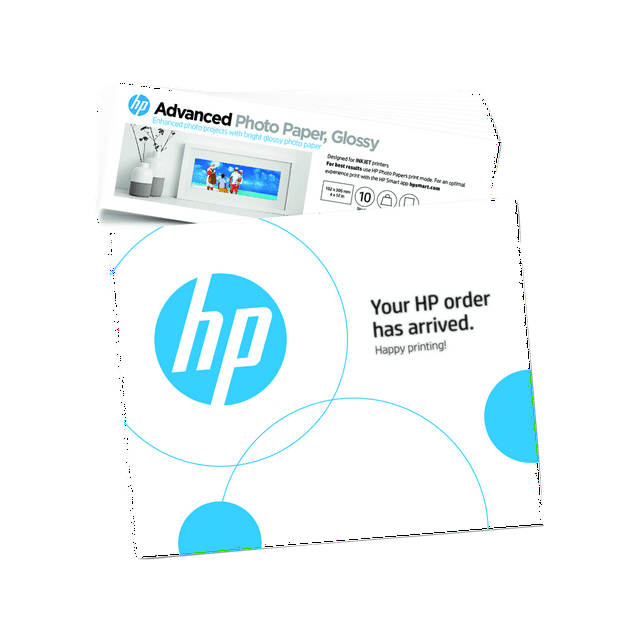 HP Advanced Photo Paper, Glossy, 65 lb, 4 x 12 in. (101 x 305 mm), 10 ...