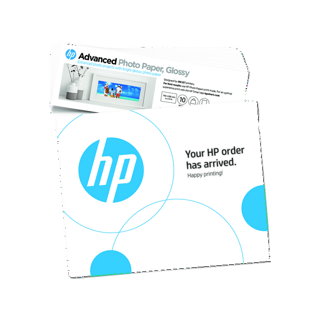 HP Advanced Photo Paper, Glossy, 65 lb, 4 x 12 in. (101 x 305 mm), 10 ...