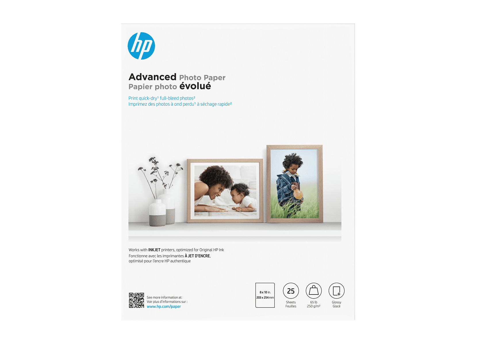 HP, Photo Paper, Glossy 8x10 in., 65 lb, FSC®-Certified 25 sheets ...