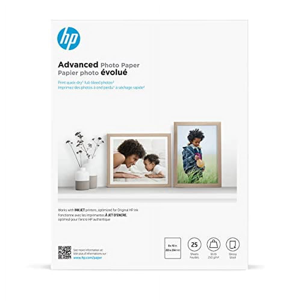 HP Advanced Photo Paper, Glossy, 65 lb, 8 x 10 in., 203 x 254 mm, 25 ...