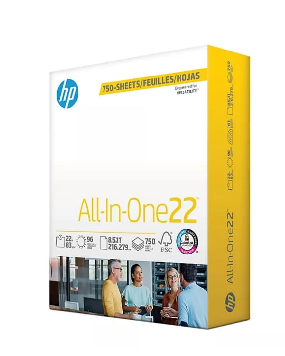 HP All-In-One Printing Paper, 96 Brightness, 22 lb., Letter, 1 Ream ...