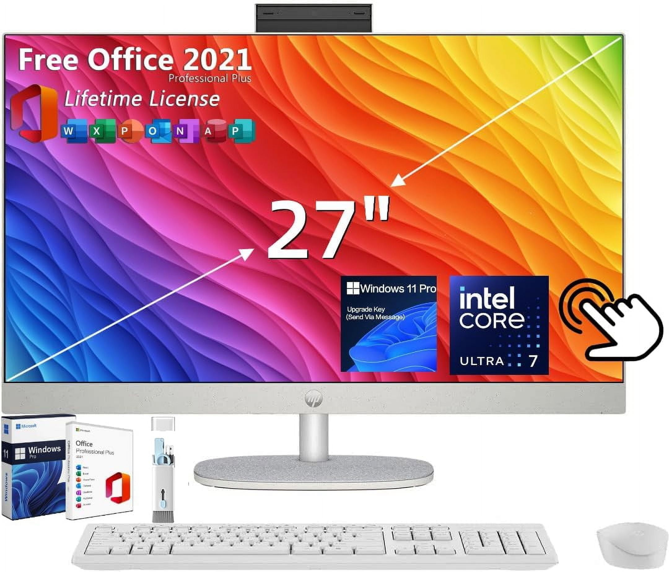 HP All in One Desktop Computer 27" FHD Touchscreen, Intel Core Ultra 7 ...