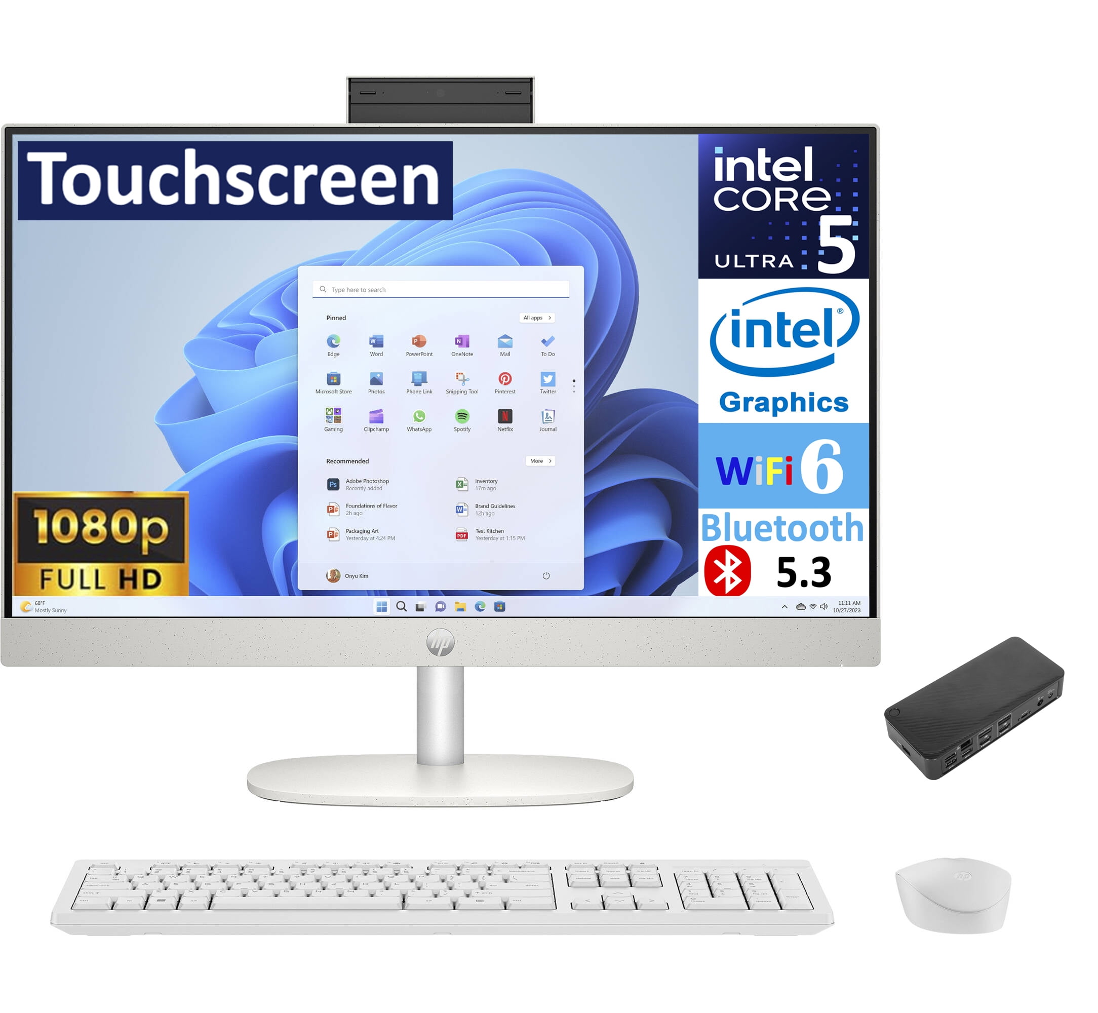HP All-in-One 24 All-in-One 23.8in Touchscreen FHD Display (Intel Ultra ...