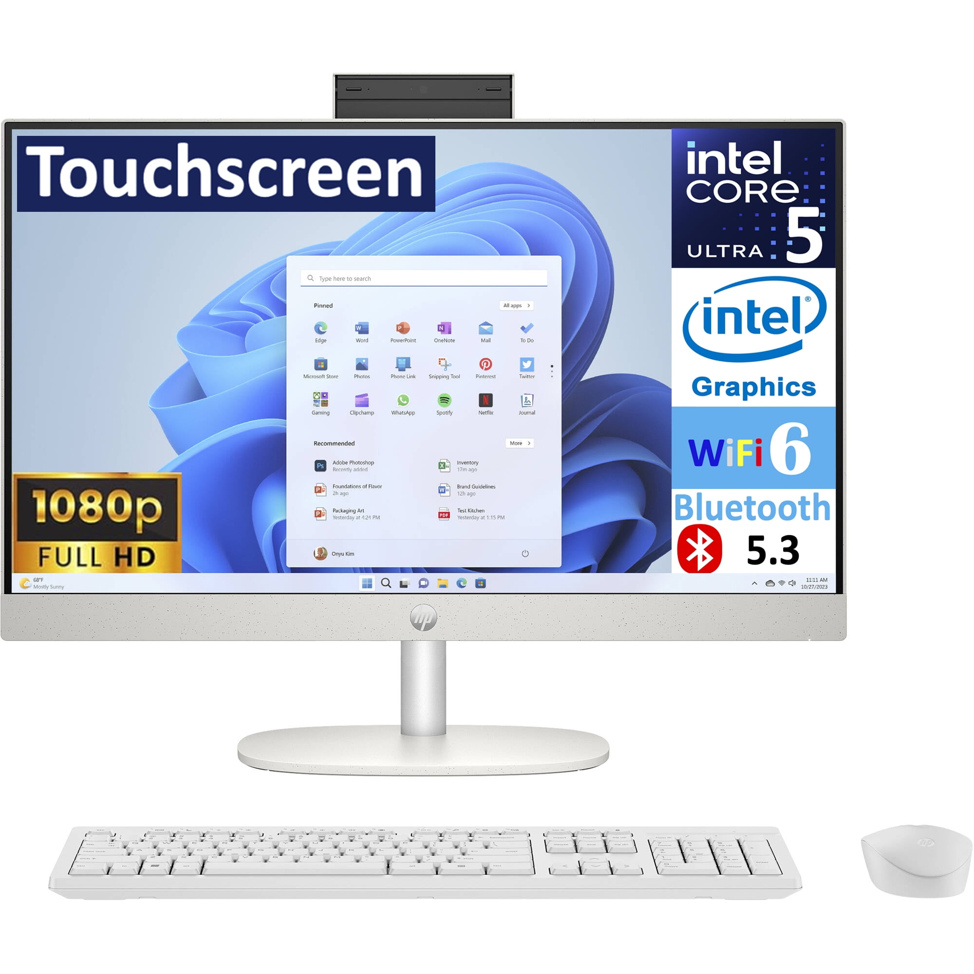 HP All-in-One 24 All-in-One 23.8in Touchscreen FHD Display (Intel Ultra ...