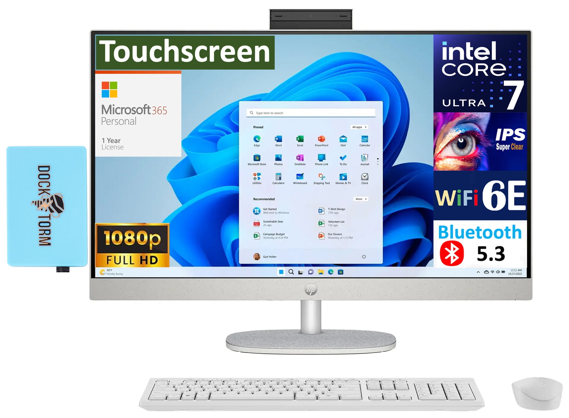 HP All-in-One 27 AI Powered All-in-One 27in Touchscreen IPS FHD Display ...