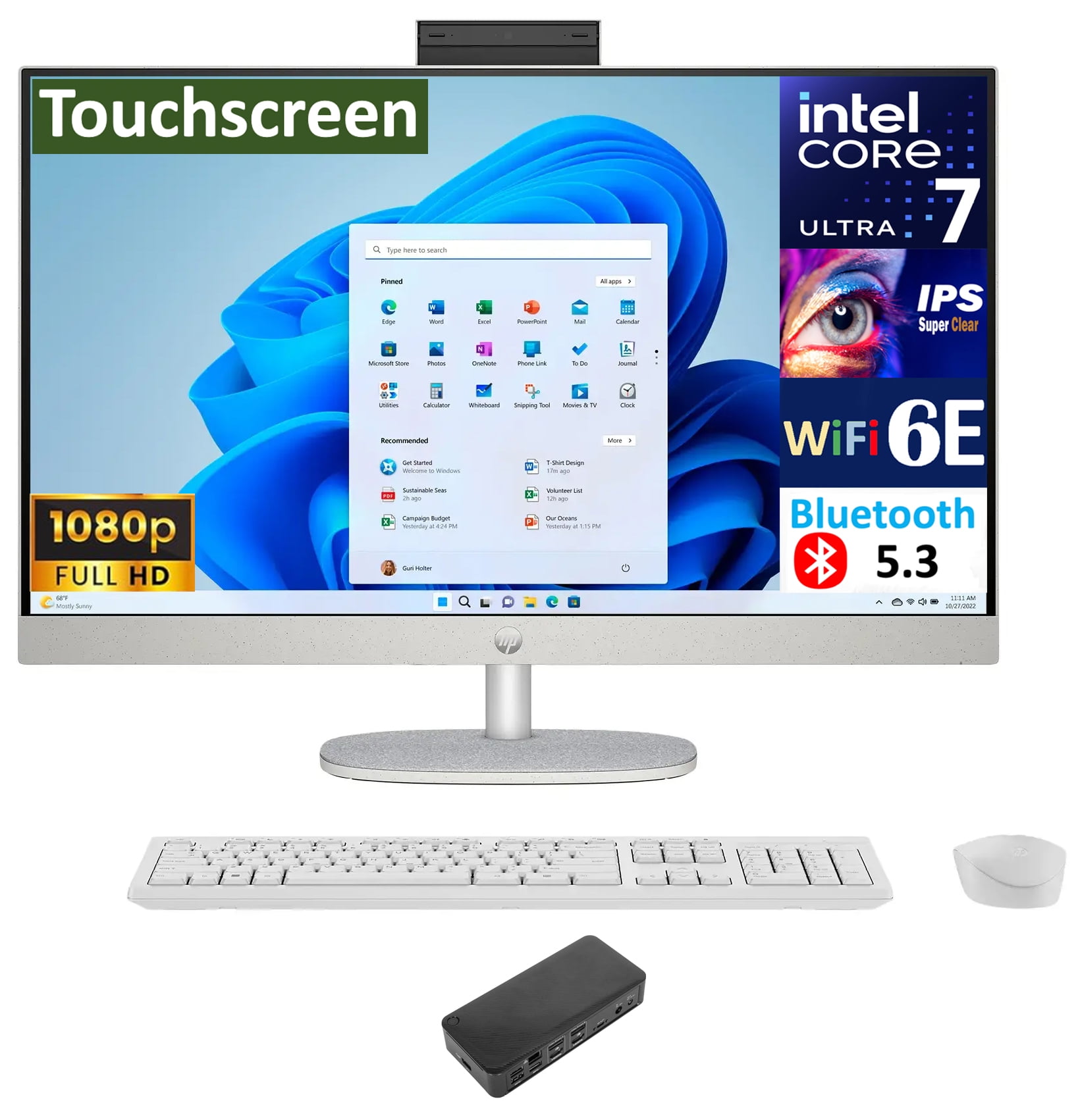 HP All-in-One 27 AI Powered All-in-One 27in Touchscreen IPS FHD Display ...