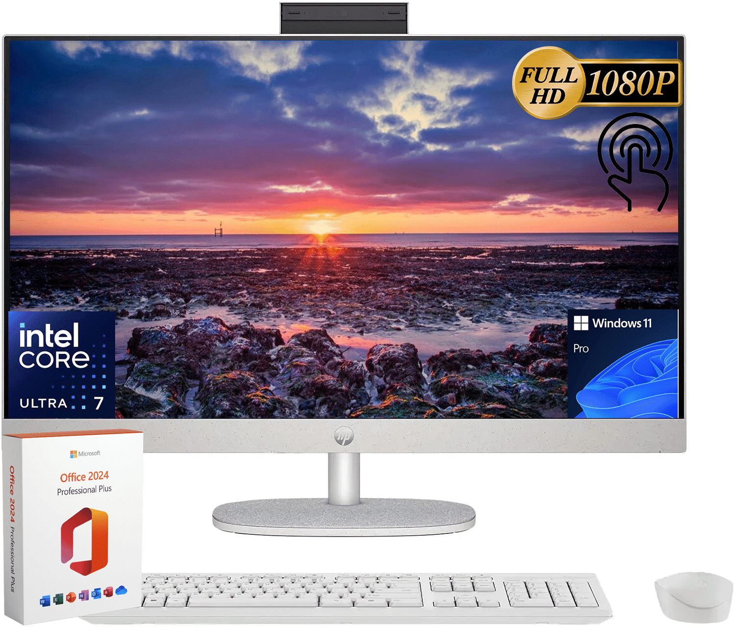 HP All-in-One 27" Touchscreen Desktop Computer, Intel Core Ultra 7-155U ...