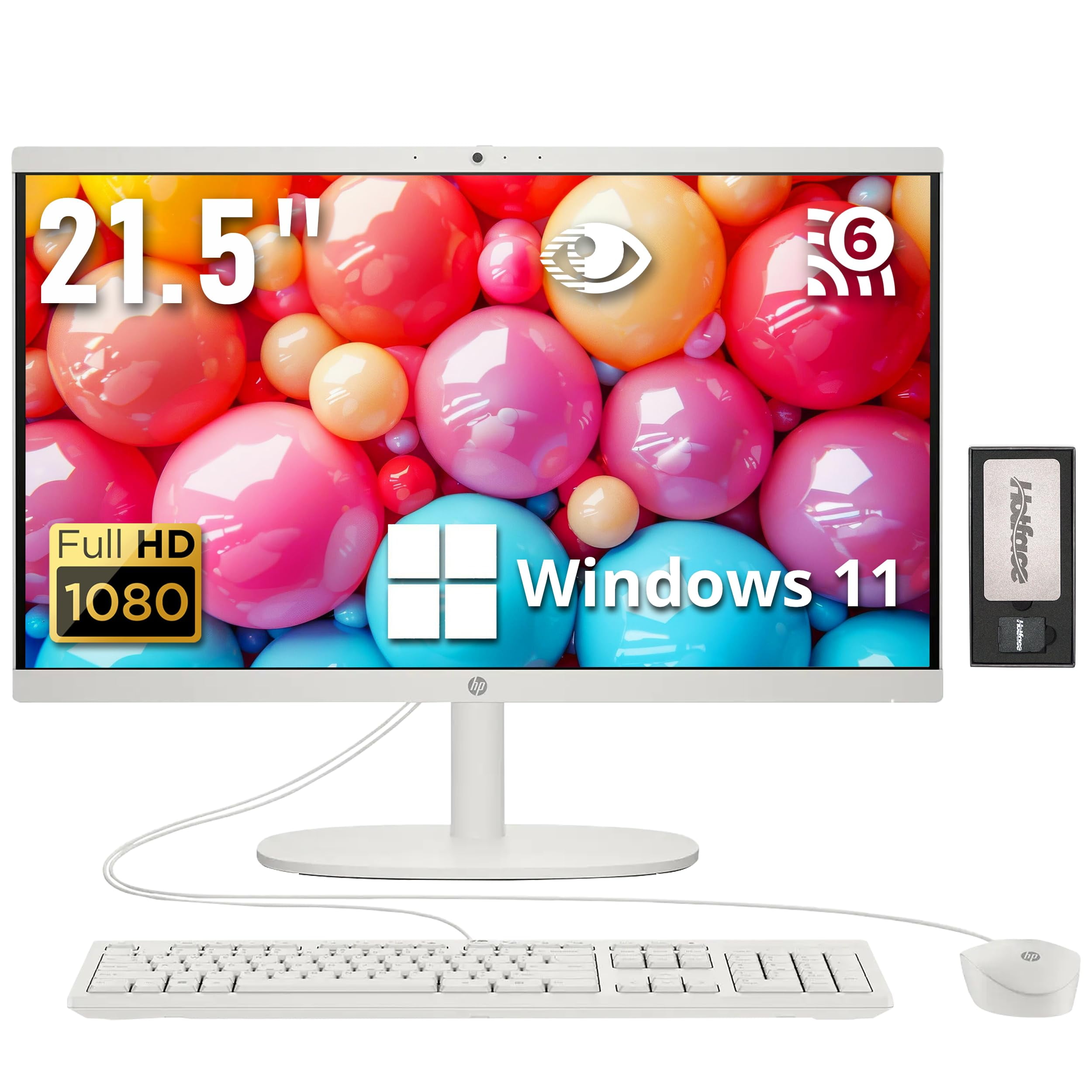 HP All-in-One Desktop Computer, 21.5" FHD Display, Intel Celeron J4025 Processor, 16GB RAM, 1 ...