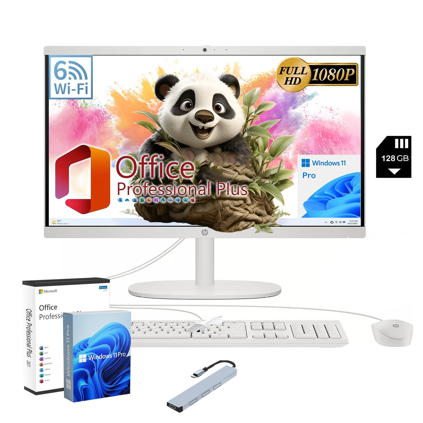 HP All-in-One Desktop Computer - w/MS Office Lifetime, 21.5" FHD Display, HD Webcam, WiFi 6 ...