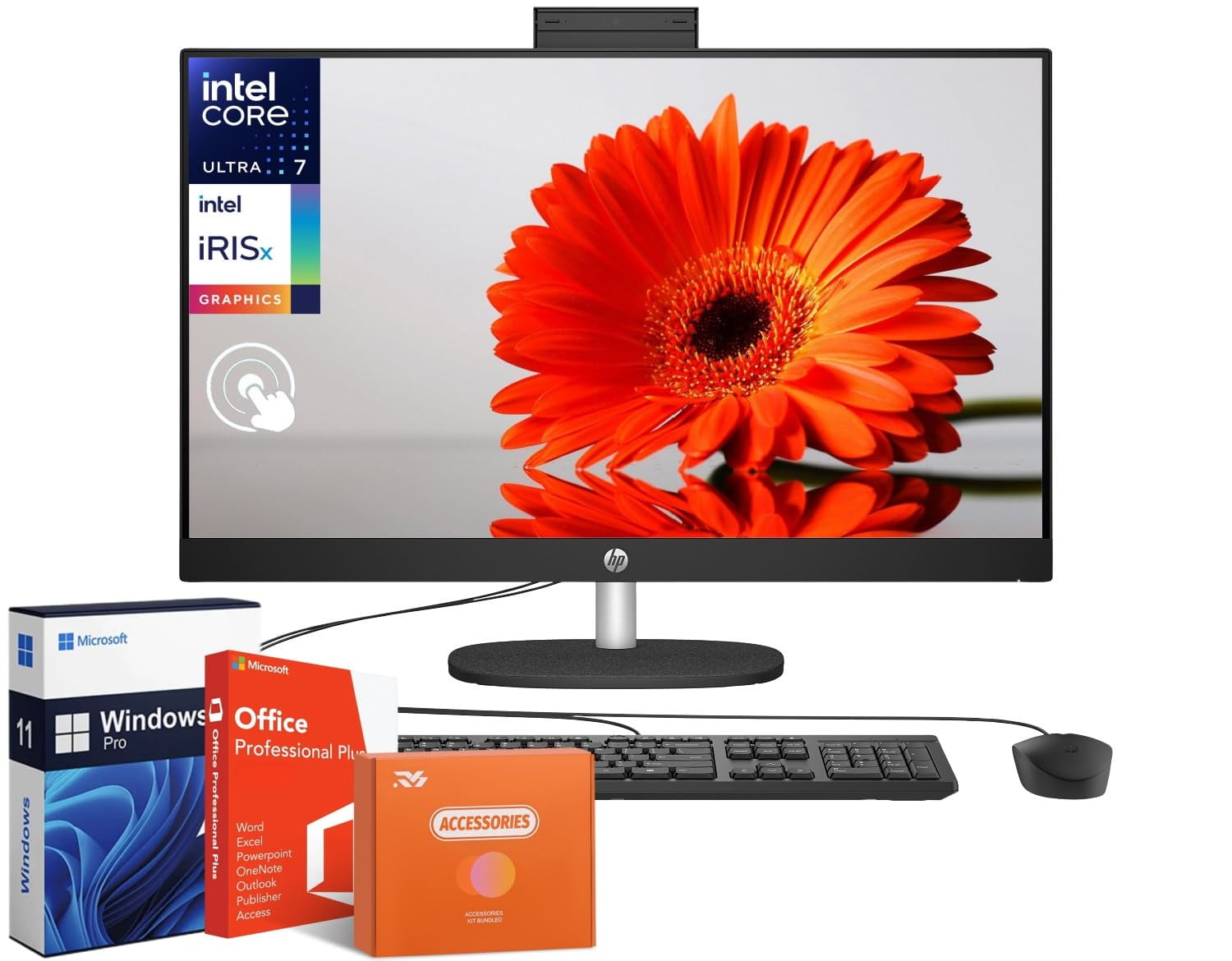 HP All-in-One Desktop PC, 27" FHD Touch Screen, Intel Ultra 7 155U ...