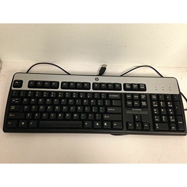 HP Black & Silver USB Keyboard Model# KU-0316 HP Part# 434821-007 ...