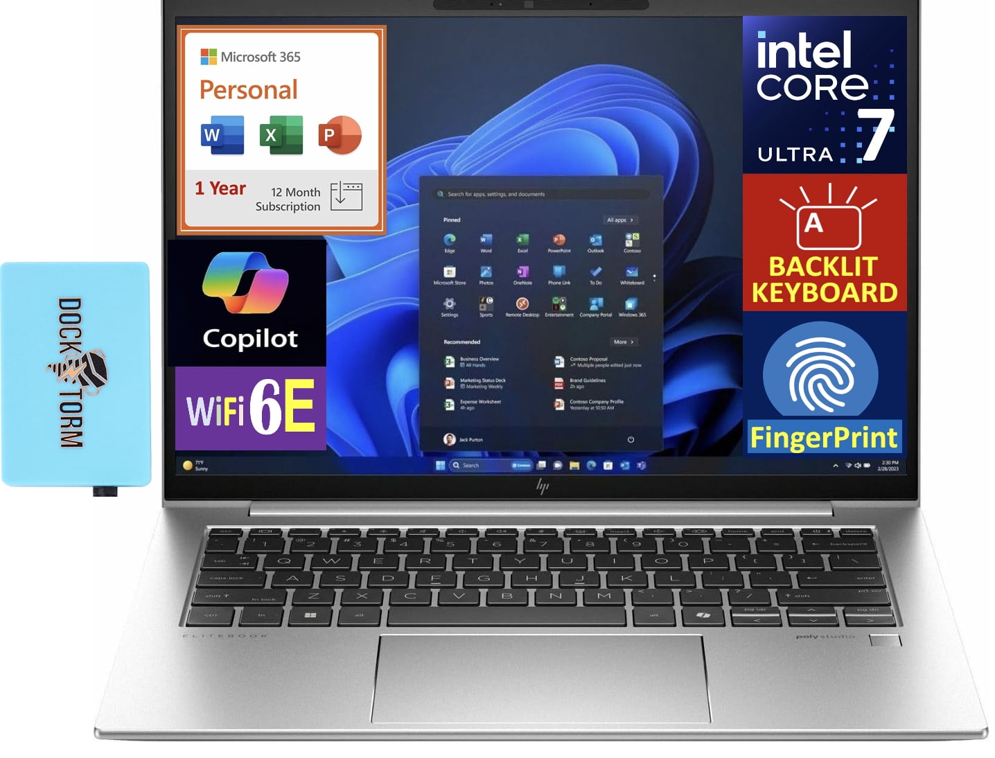 HP Bundle 14.0in 60Hz WUXGA Display (Intel Ultra 7 165U , Intel Graphics, 64GB DDR5, 1TB PCIe ...