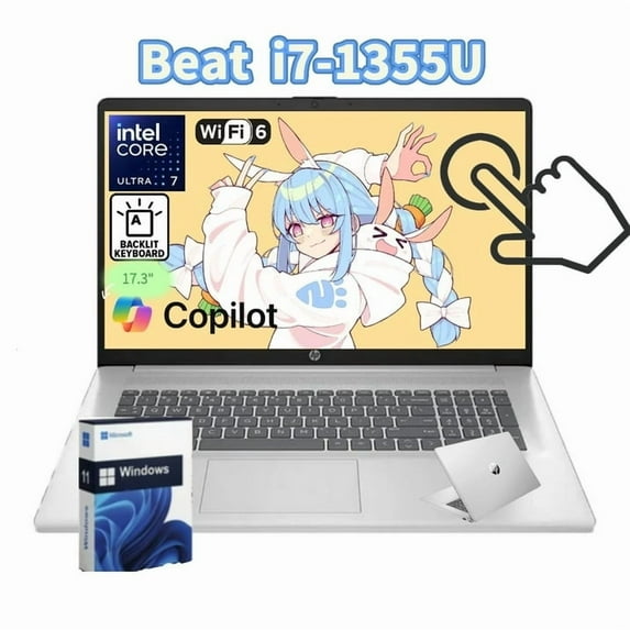 HP Business 17.3" HD+ Touchscreen Laptop, Intel Ultra 7 255U (Faster Than i7-1355U), 32GB RAM ...