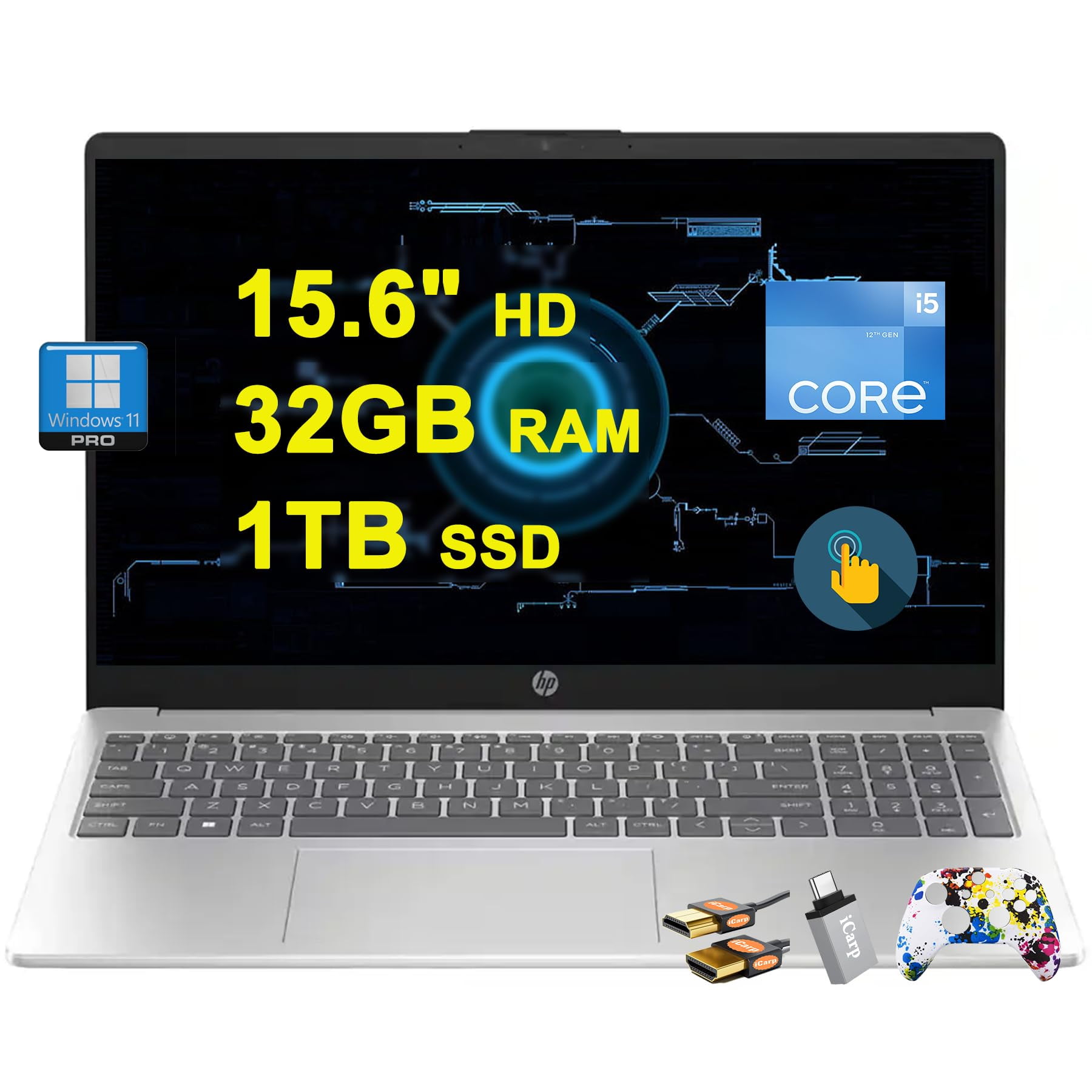HP Business Laptop 15.6" HD BrightView Touch Intel Intel 10-core i5 ...