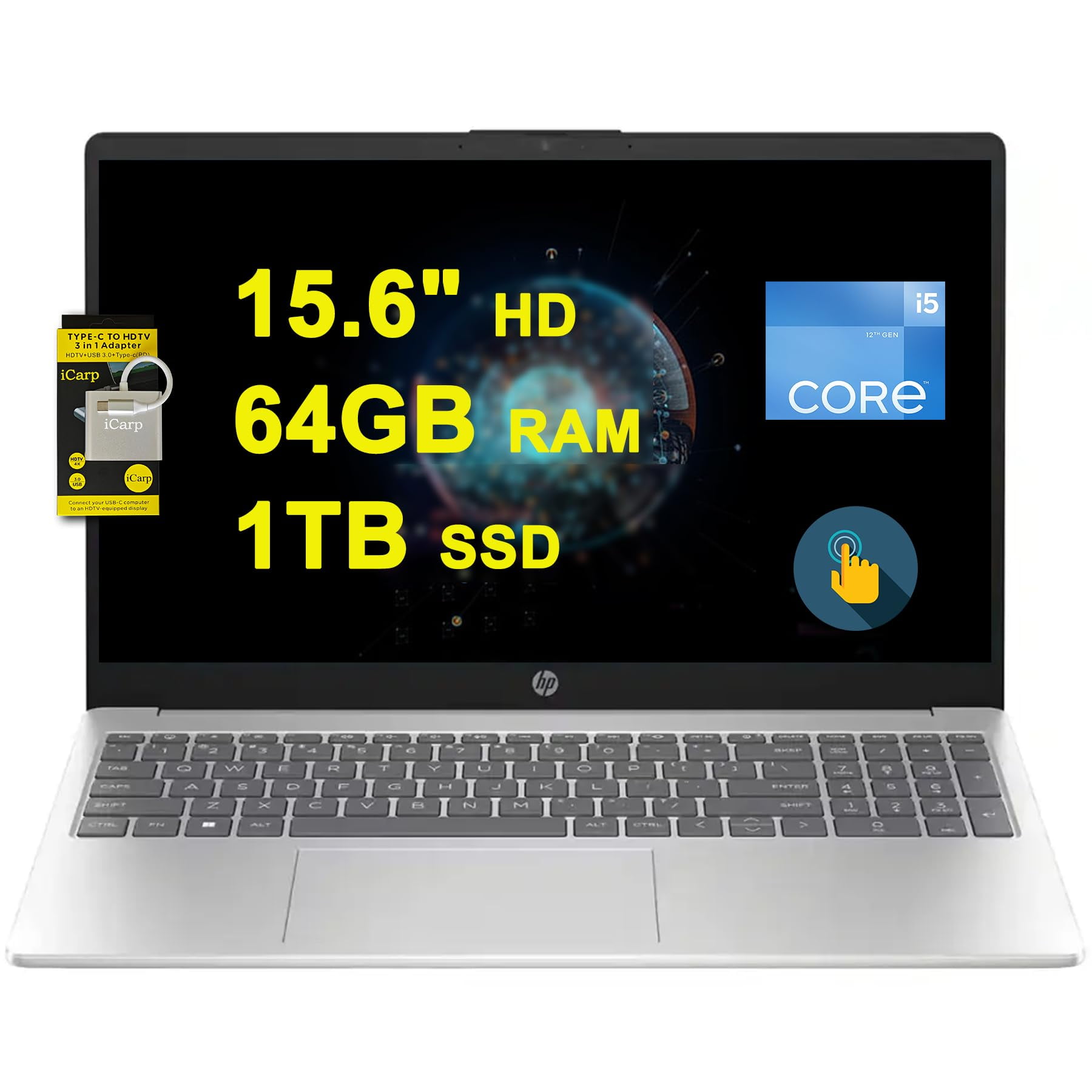 HP Business Laptop 15.6" HD BrightView Touchscreen Intel Intel 10-core ...