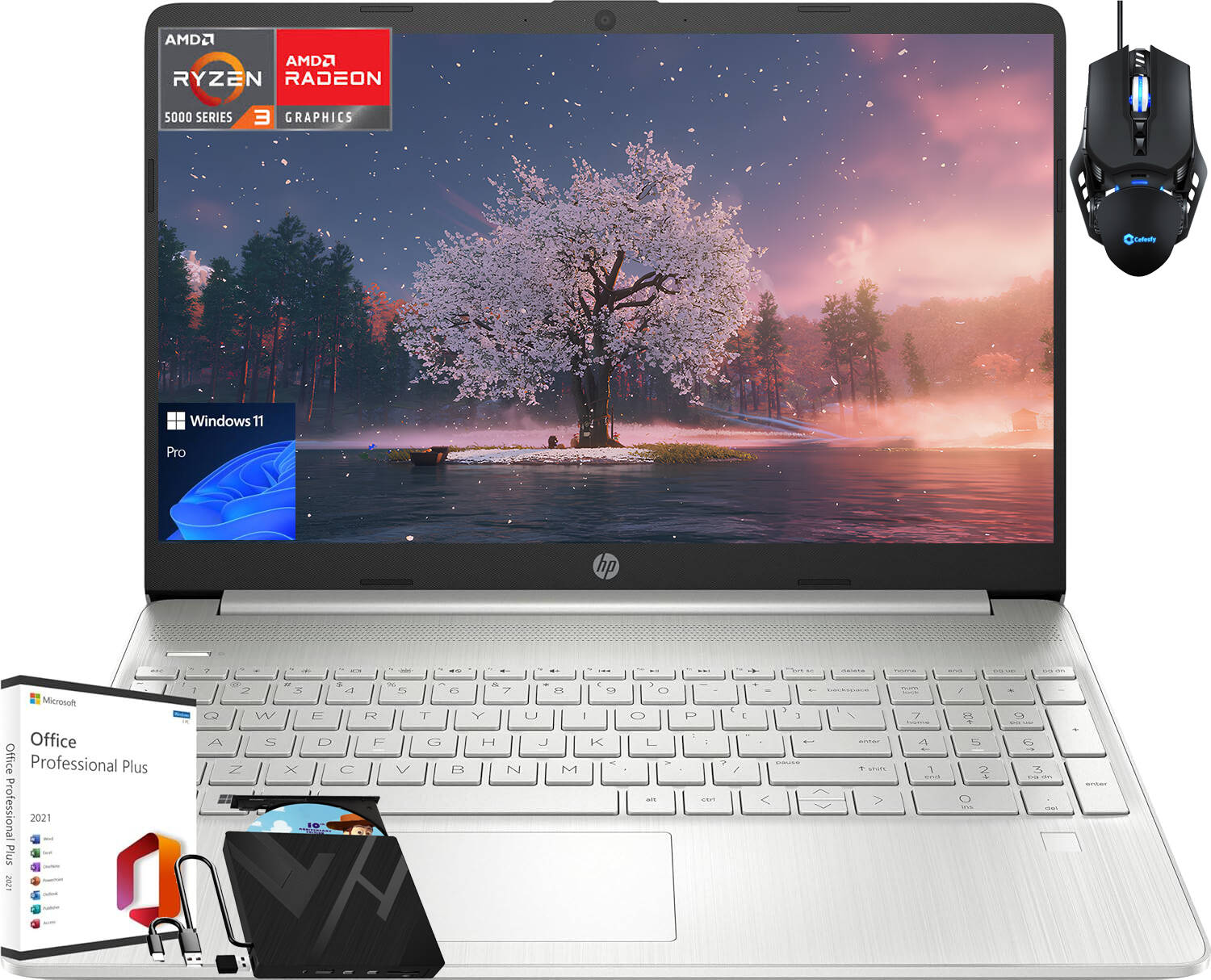 HP Business Laptop, 15.6" HD Display, AMD Ryzen 3-5300U, 16GB RAM ...