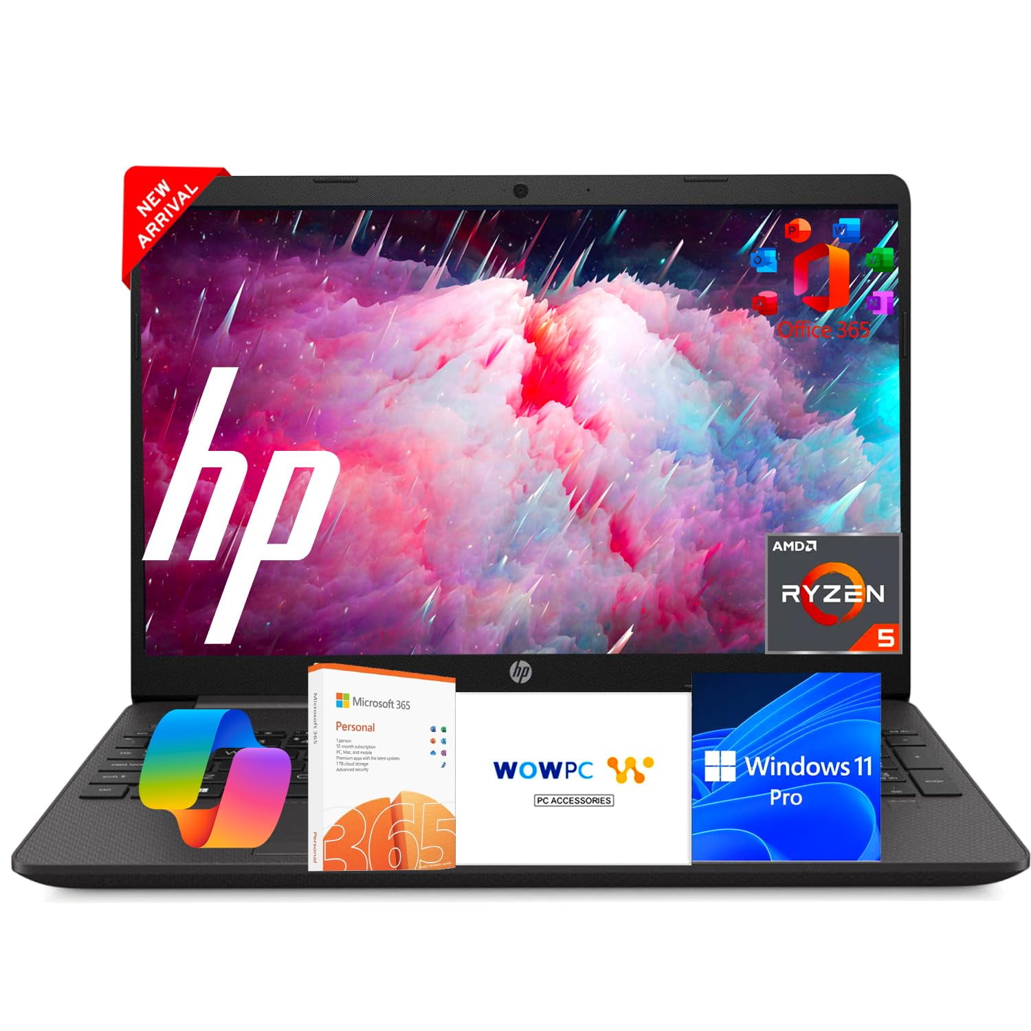HP Business Laptop with Microsoft Office 365, AMD Ryzen 5 5500U ...