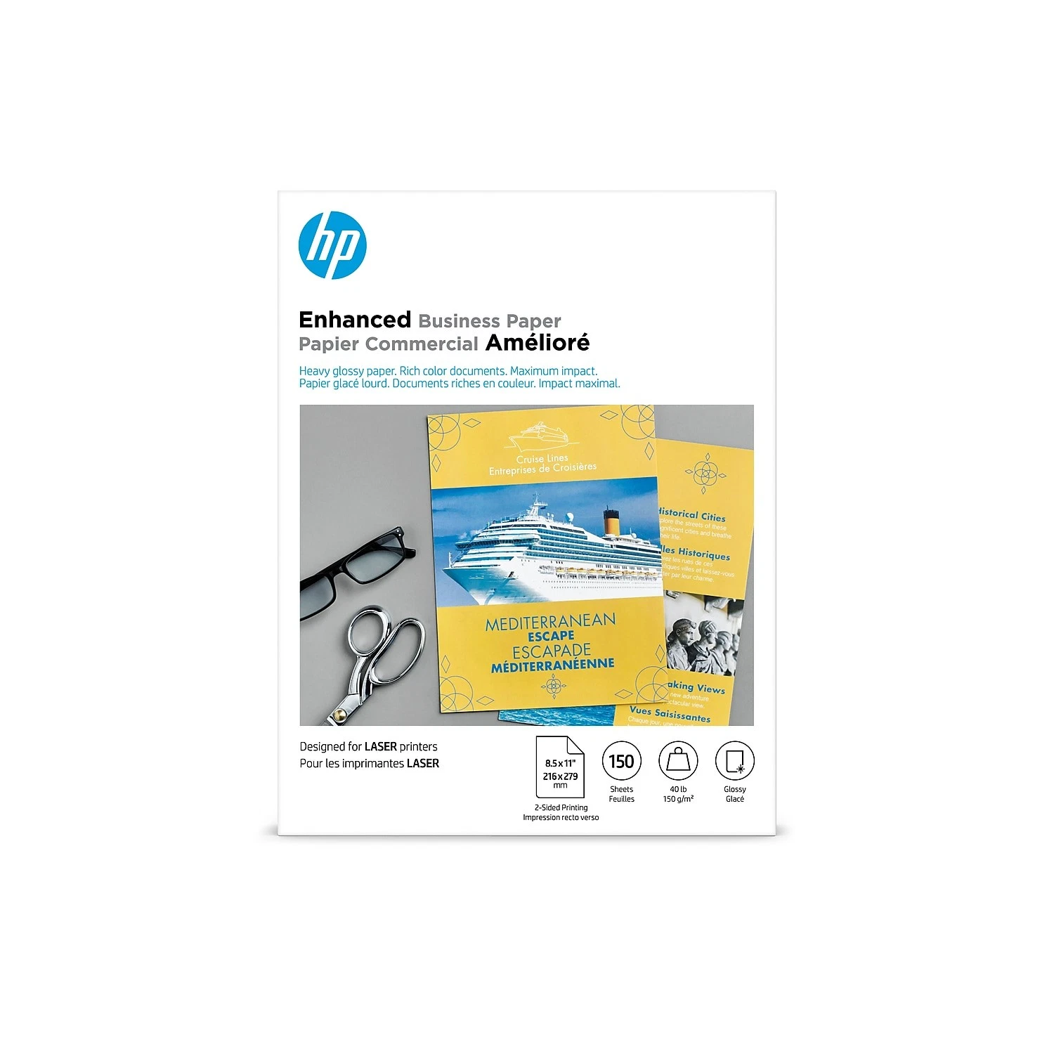 HP Color Laser Brochure Paper 97 Brightness 40lb 8-1/2 x 11 White 150 ...