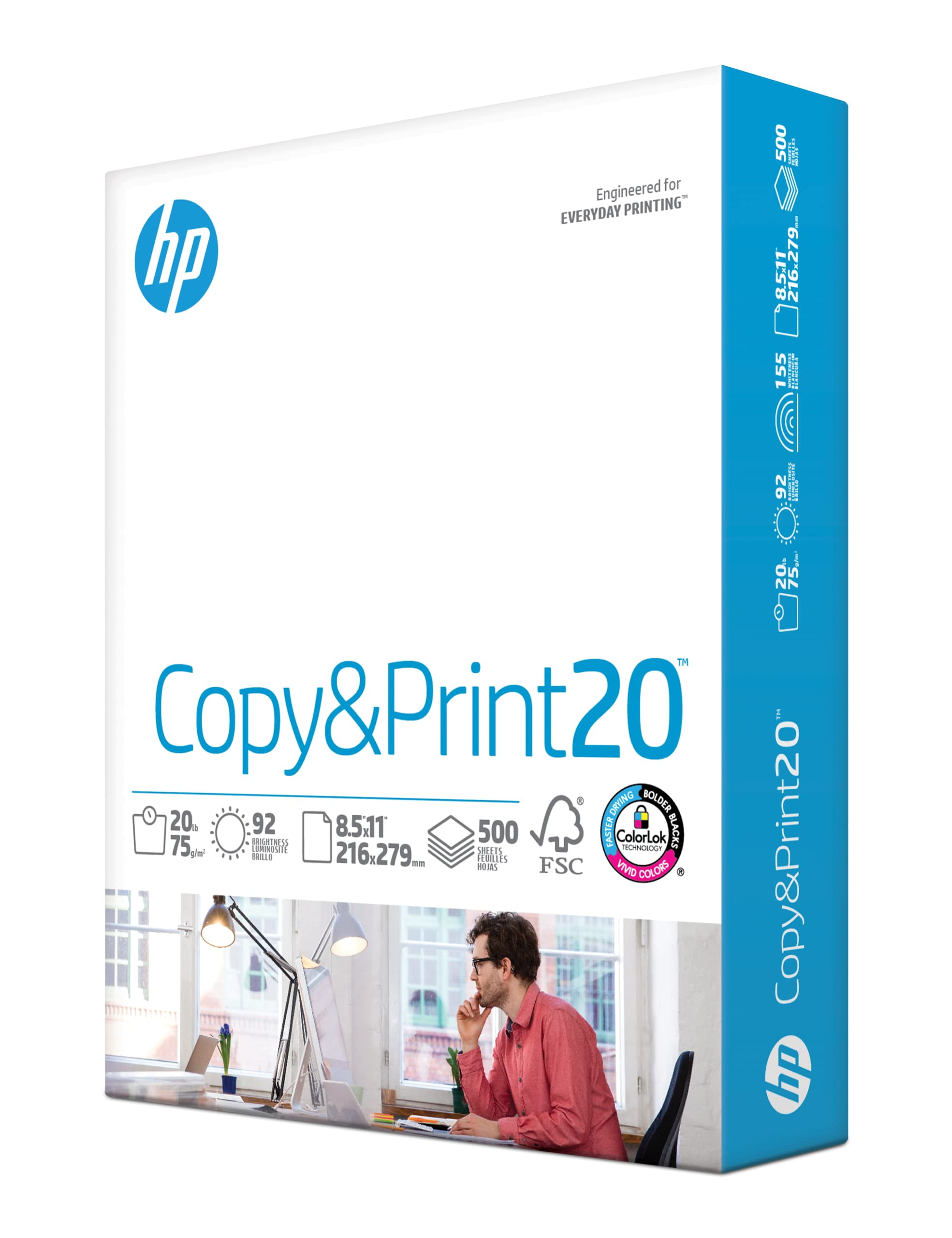 HP Copy and Print Paper 8.5 x 11, 20 lb Weight, 92 Brightness, 500 ...