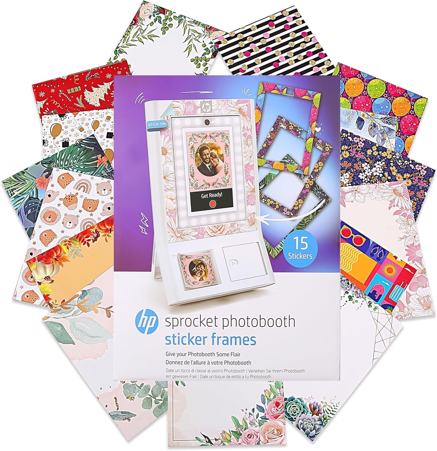 HP Sprocket Photobooth Sticker Frames - 15-Pack of Custom Adhesive ...