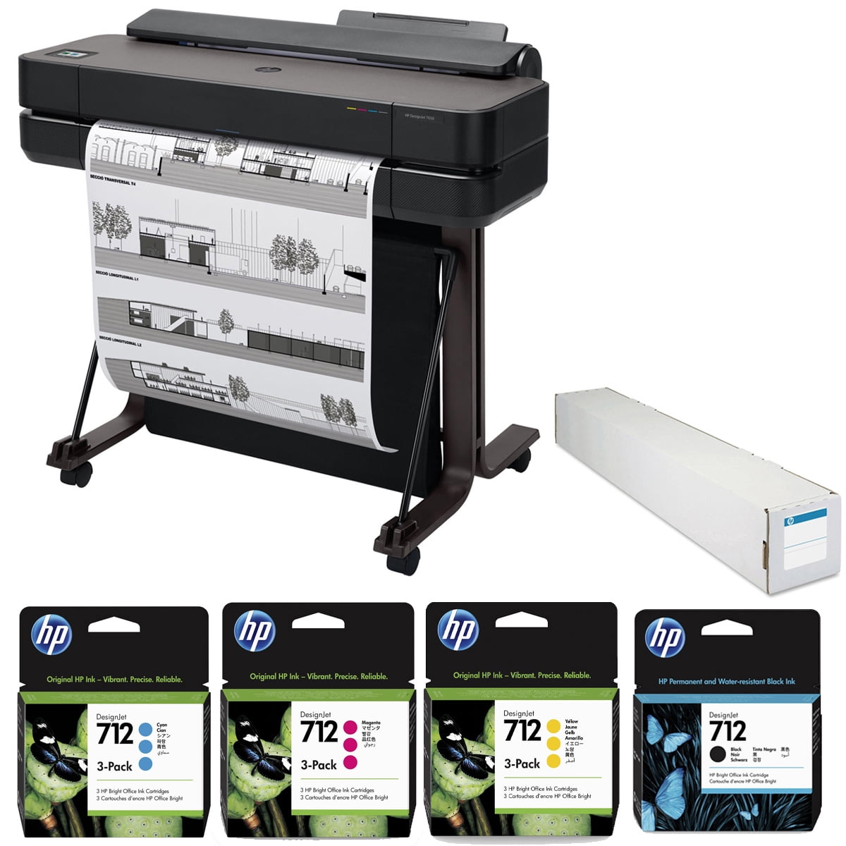 HP DesignJet T650 24" Wireless Large Format Color Thermal Inkjet ...