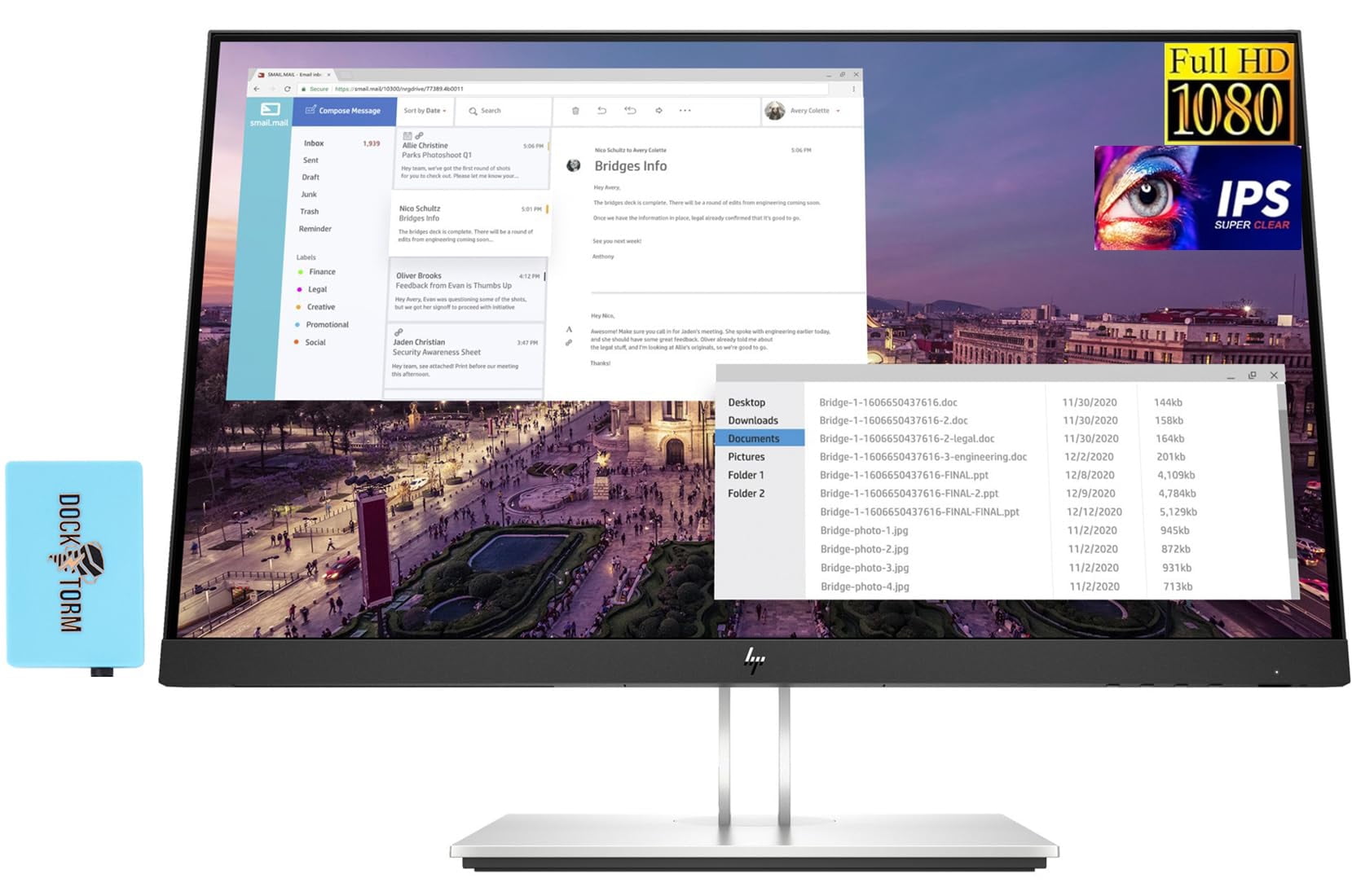HP E23 G4 Monitor 9VF96AA#ABA Bundle with Docztorm Dock, 23" FHD IPS ...