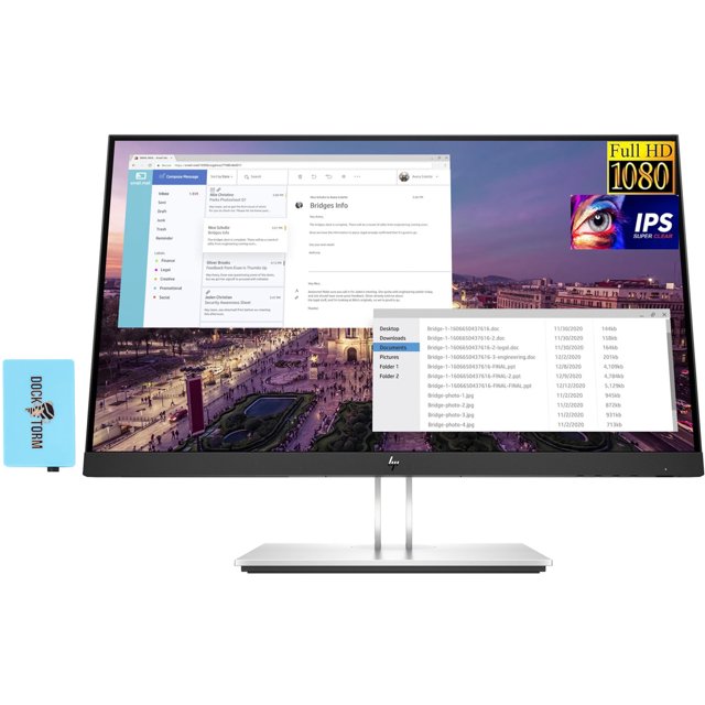HP E23 G4 Monitor 9VF96AA#ABA Bundle with Docztorm Dock, 23" FHD IPS ...